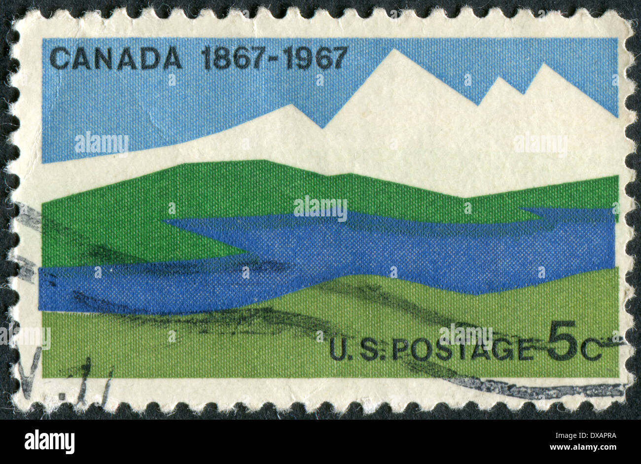 Postage stamp printed in USA, dedicated to Centenary of Canada's ...