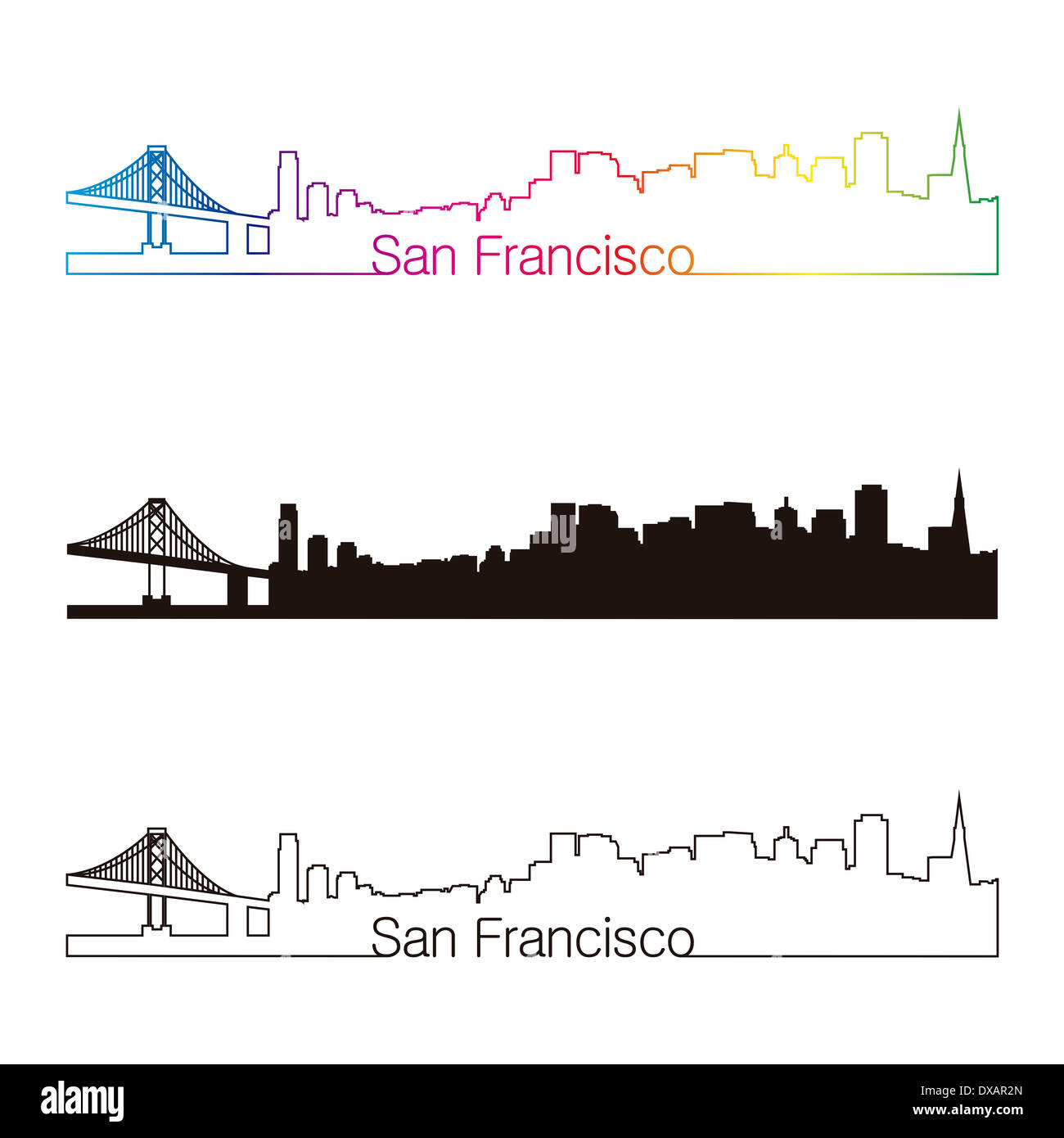 San Francisco skyline linear style Stock Photo - Alamy