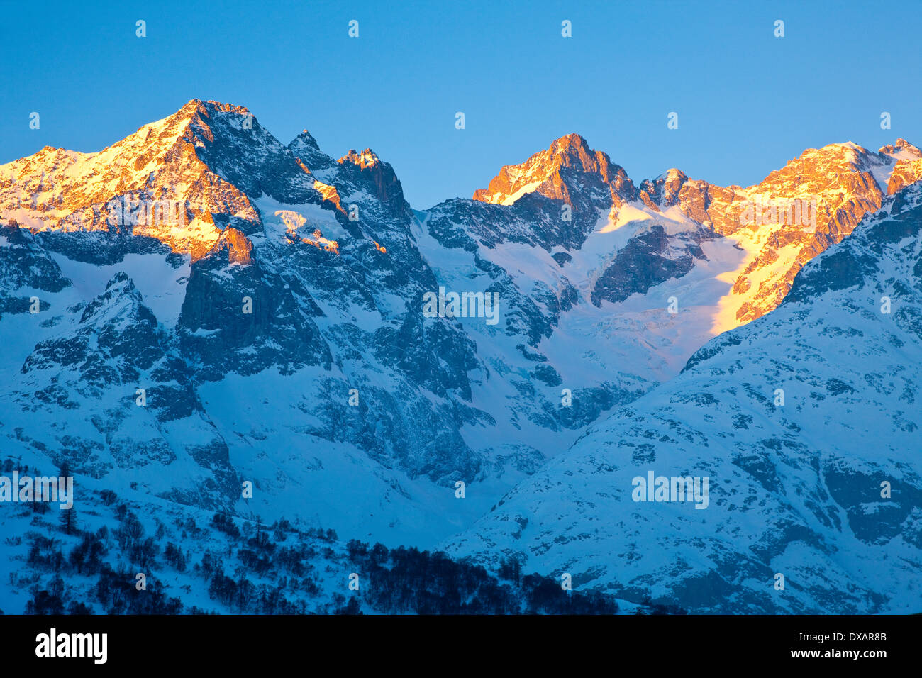 Massif des Ecrins range, Alps, France view from high mountain pass Col ...