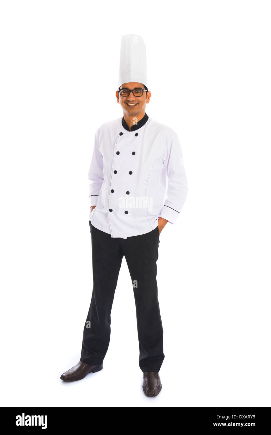 smiling indian male chef isolated on white background Stock Photo - Alamy