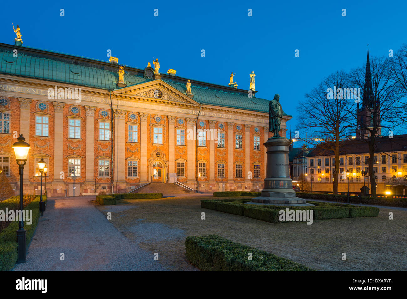 Evening view of the House of Nobility ("Riddarhuset") in Gamla Stan ...