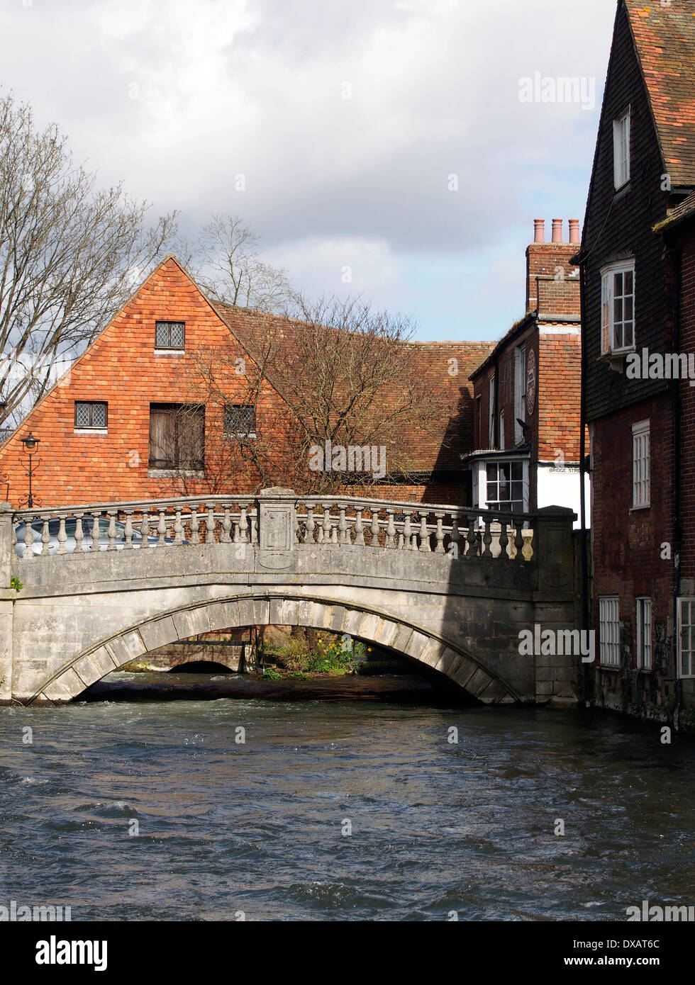 Winchester City Bridge and City Mill on the River Itchen seen from the ...