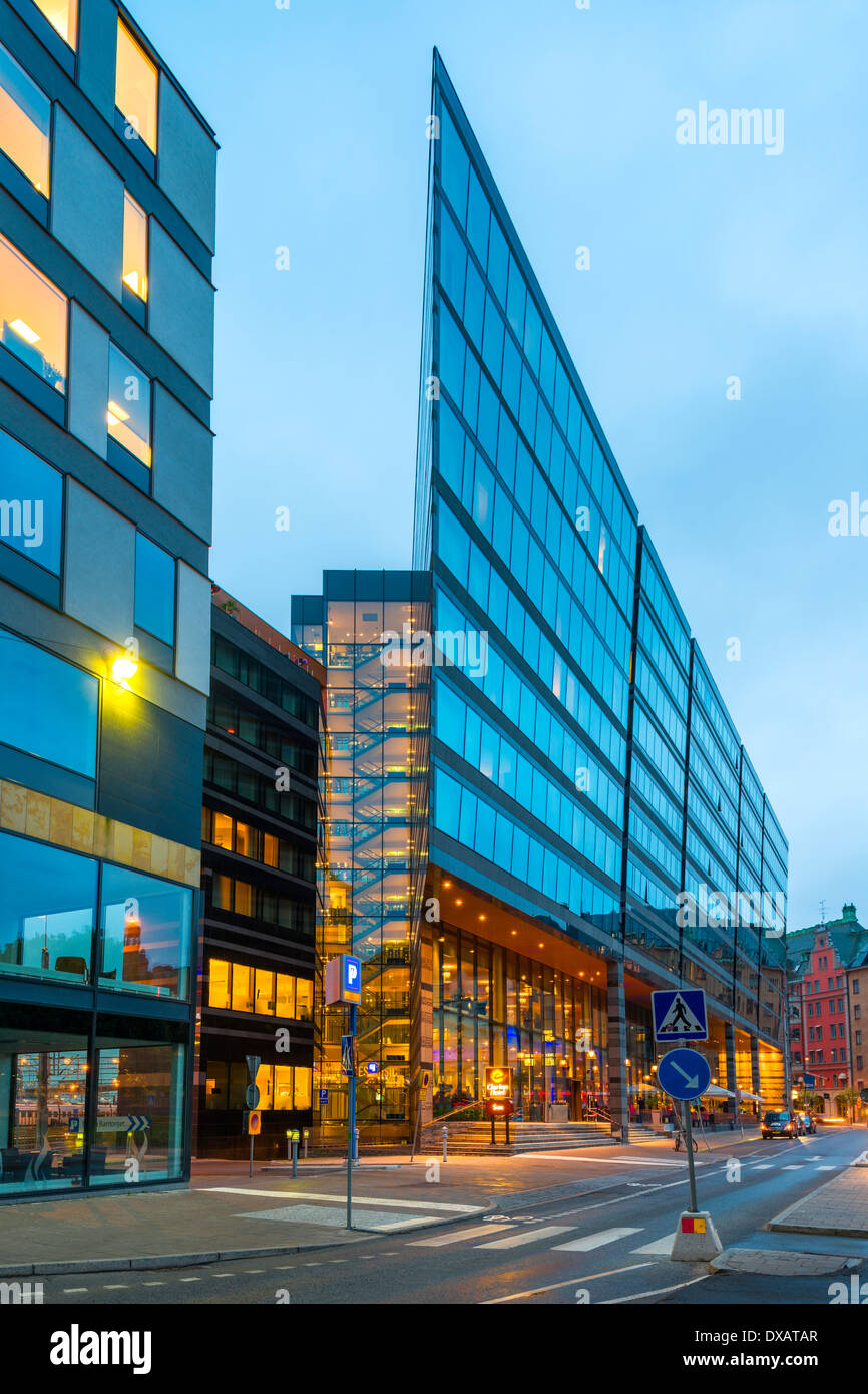 Evening view of Hotel Clarion Sign, in Norrmalm, Central Stockholm ...