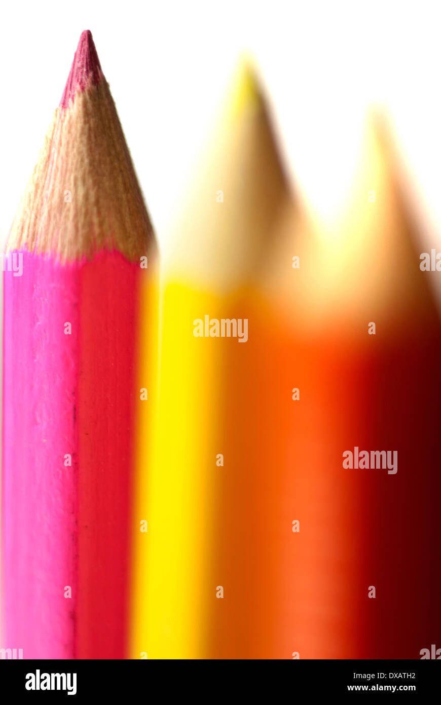 Coloured pencils on white background / crayons Stock Photo - Alamy