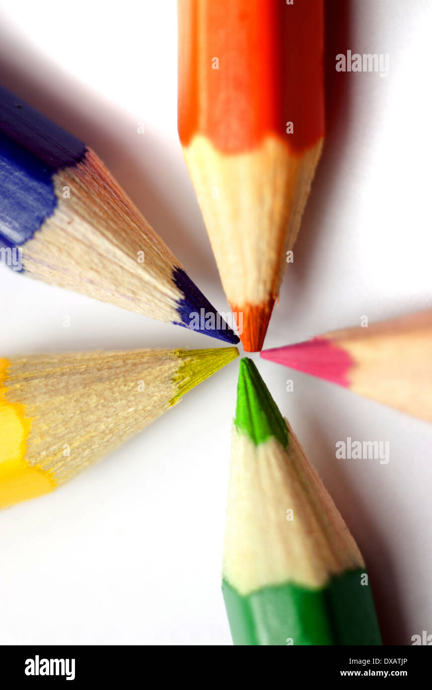 Coloured pencils on white background / crayons Stock Photo - Alamy
