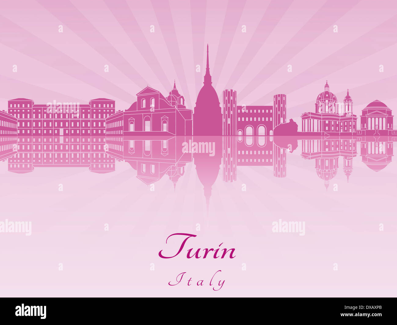 Turin skyline in purple radiant Stock Photo - Alamy