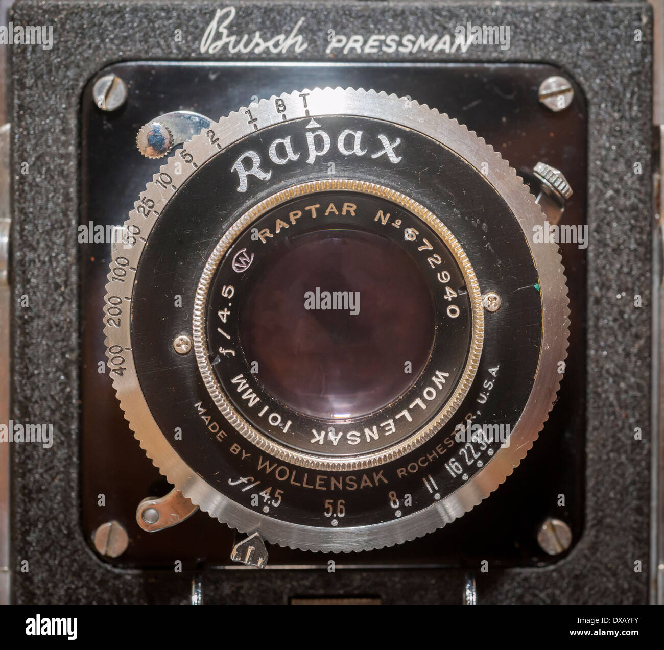 Front standard and lens assembly of a Busch Pressman Model C medium ...