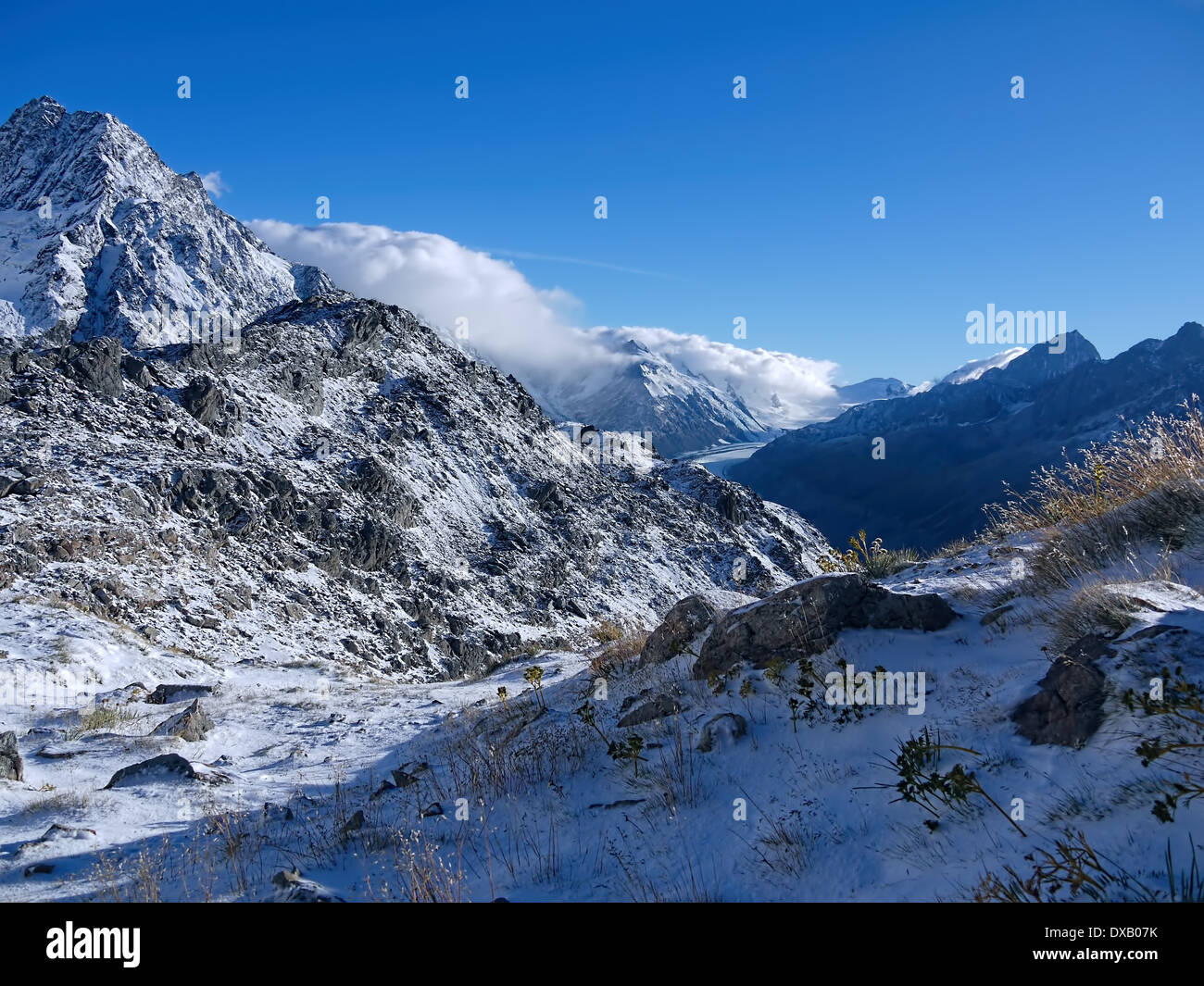 View of Mount Cook Aoraki New Zealand from Ball Pass with Tasman ...