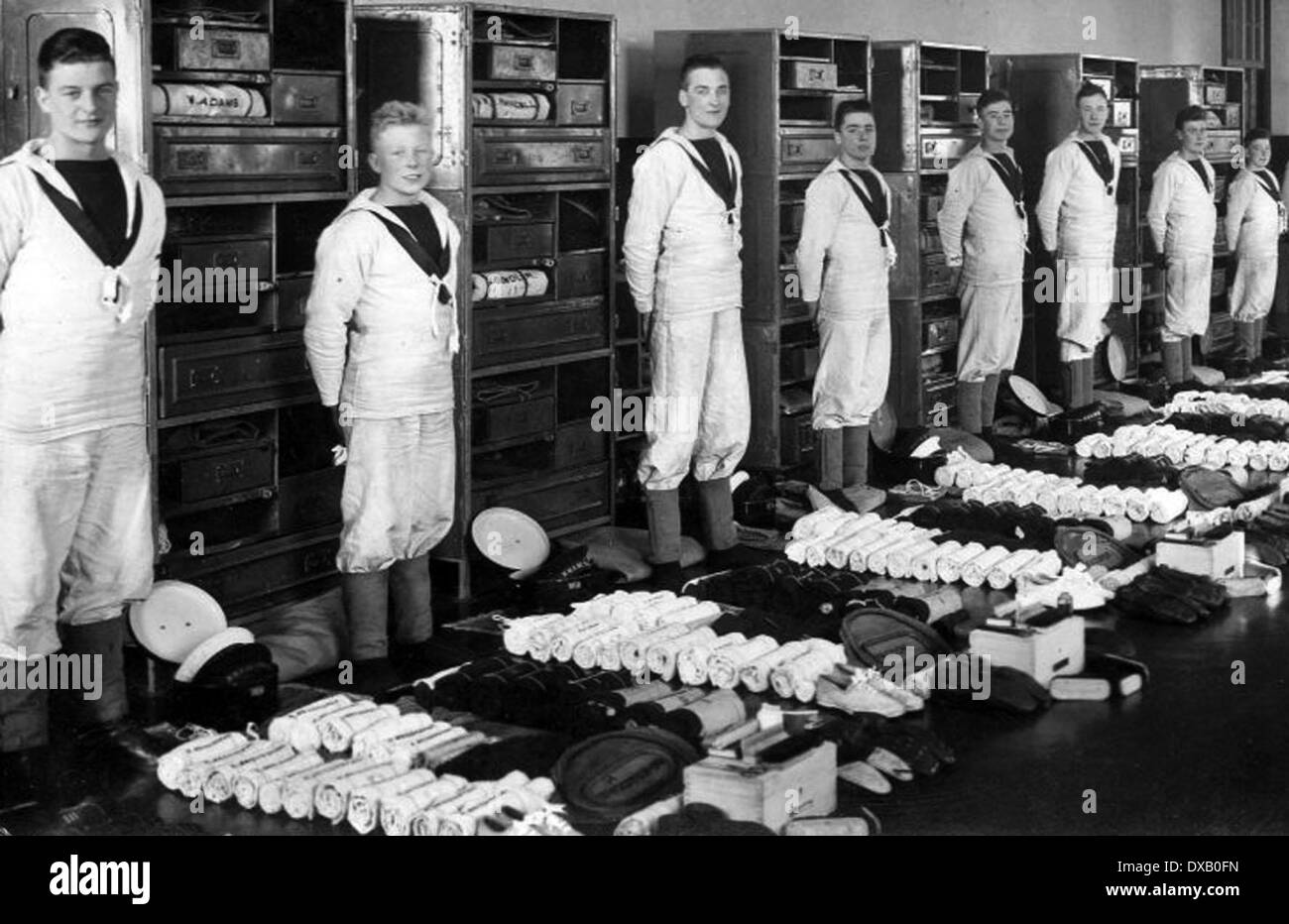 Royal Navy trainees undergo kit inspection at HMS St Vincent Stock ...