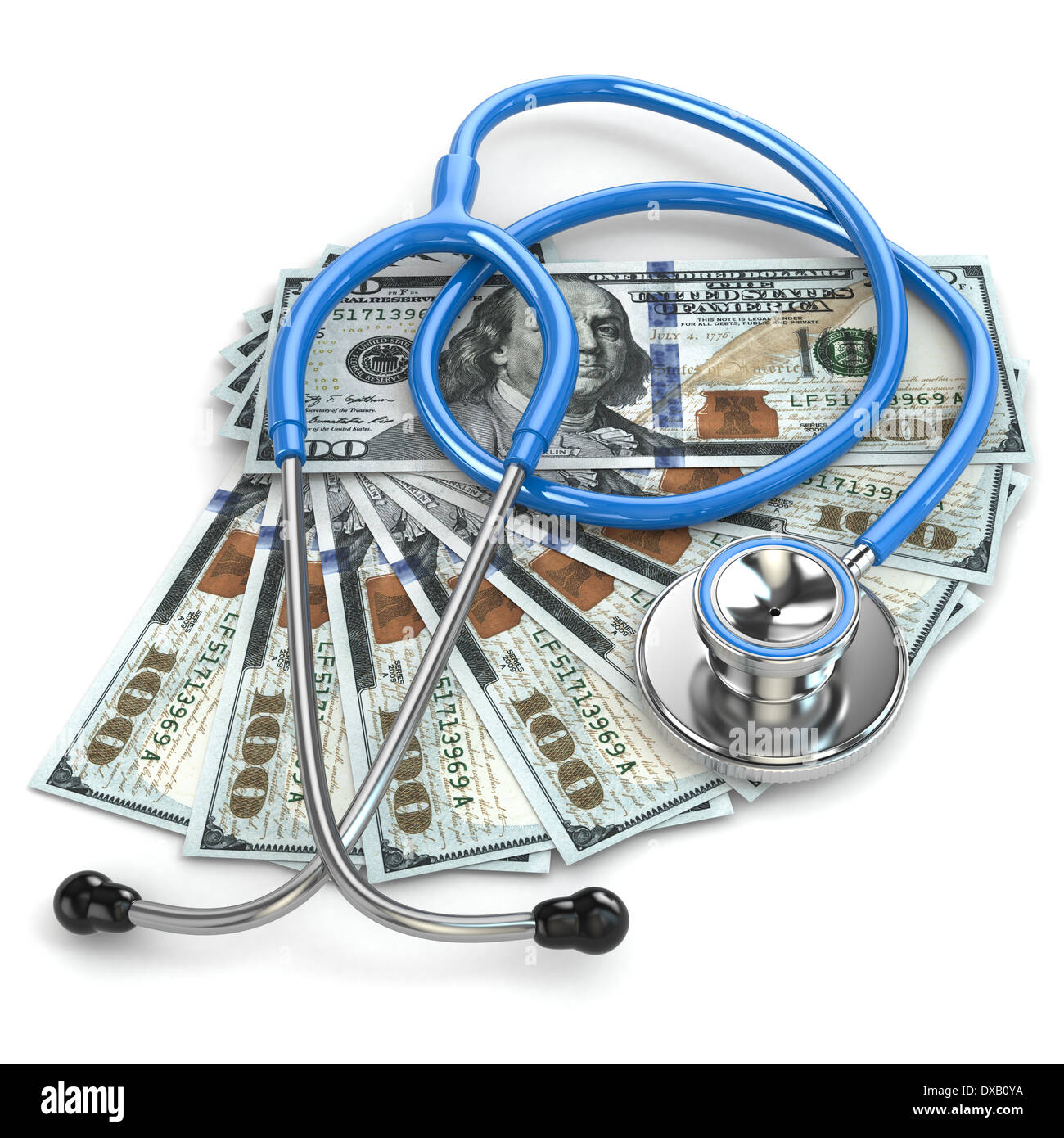 Health insurance. Stethoscope on dollar banknotes. 3d Stock Photo - Alamy