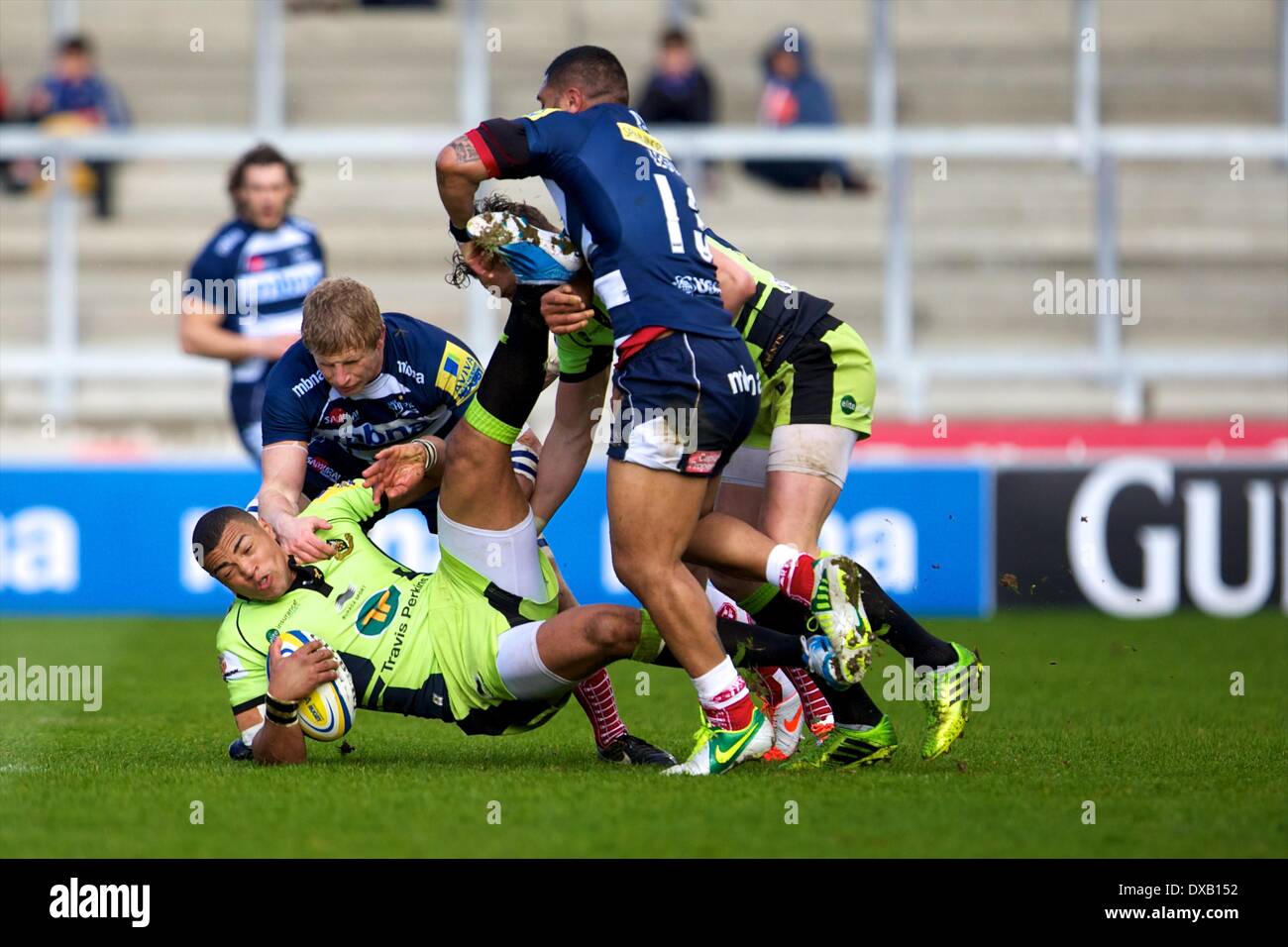 Salford, UK. 22nd Mar, 2014. Northampton Saints centre Luther Burrell ...