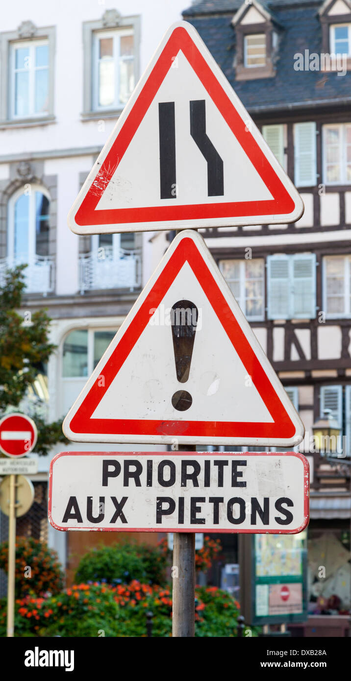 Pedestrian priority sign hi-res stock photography and images - Alamy