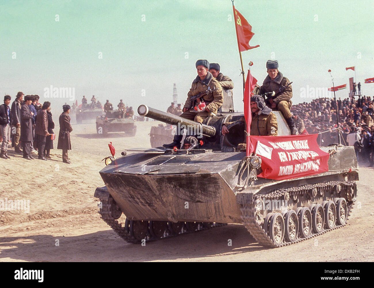 Feb. 17, 1989 - Termez, Uzbekistan, RU - A light tank with Soviet Stock ...