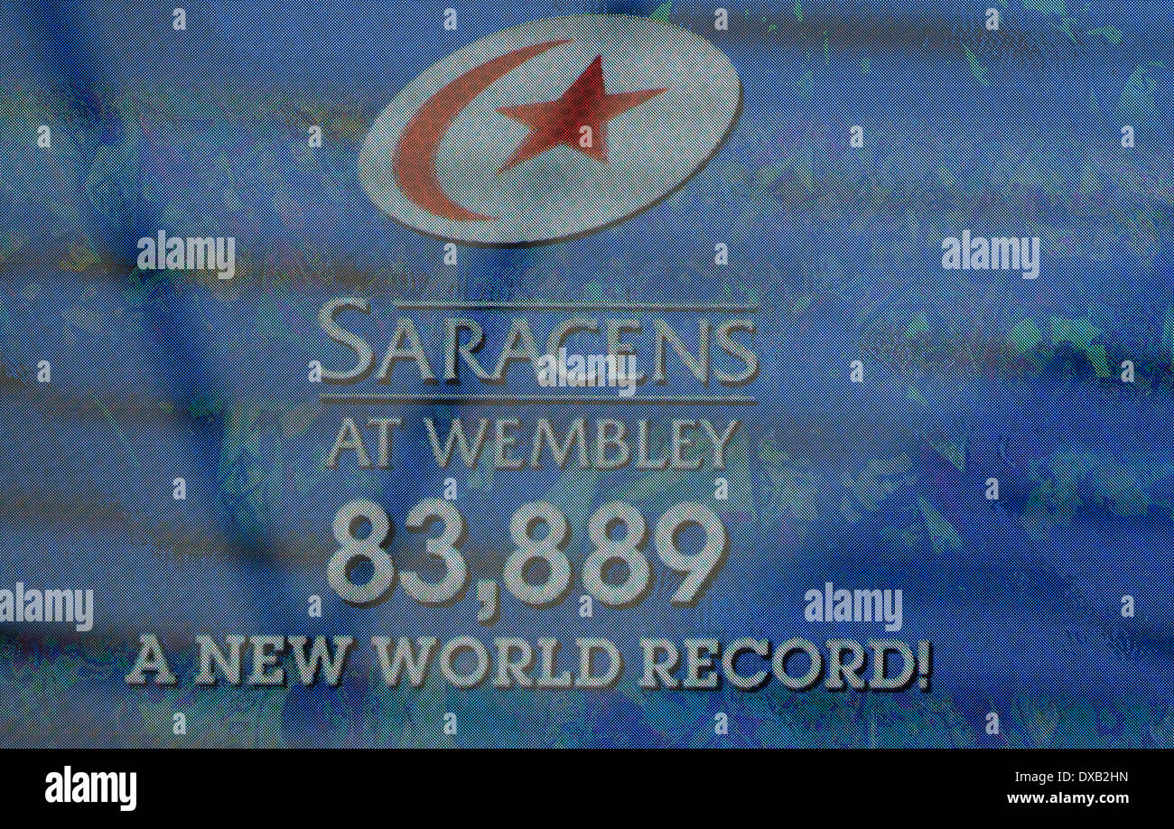 London, UK. 22nd Mar, 2014. The record crowd size shown on the ...