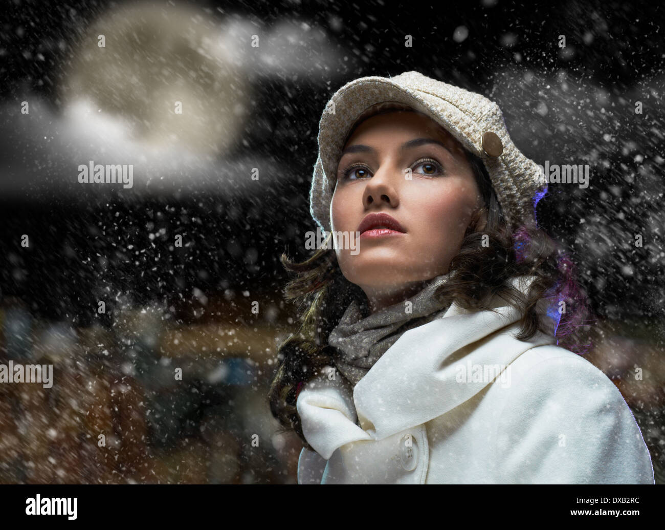 a beauty girl on the night background Stock Photo - Alamy