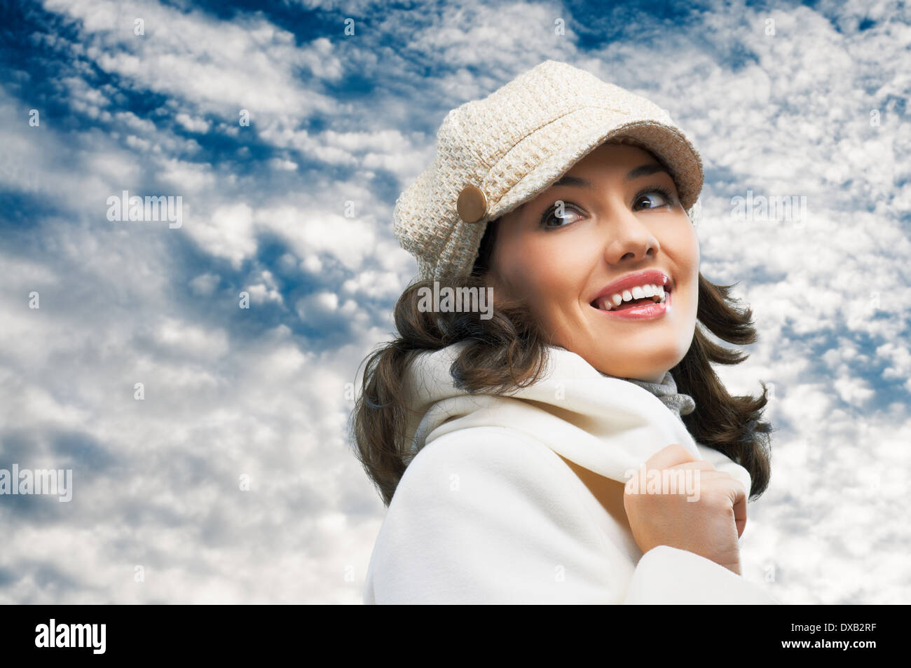 a beauty girl on the sky background Stock Photo - Alamy