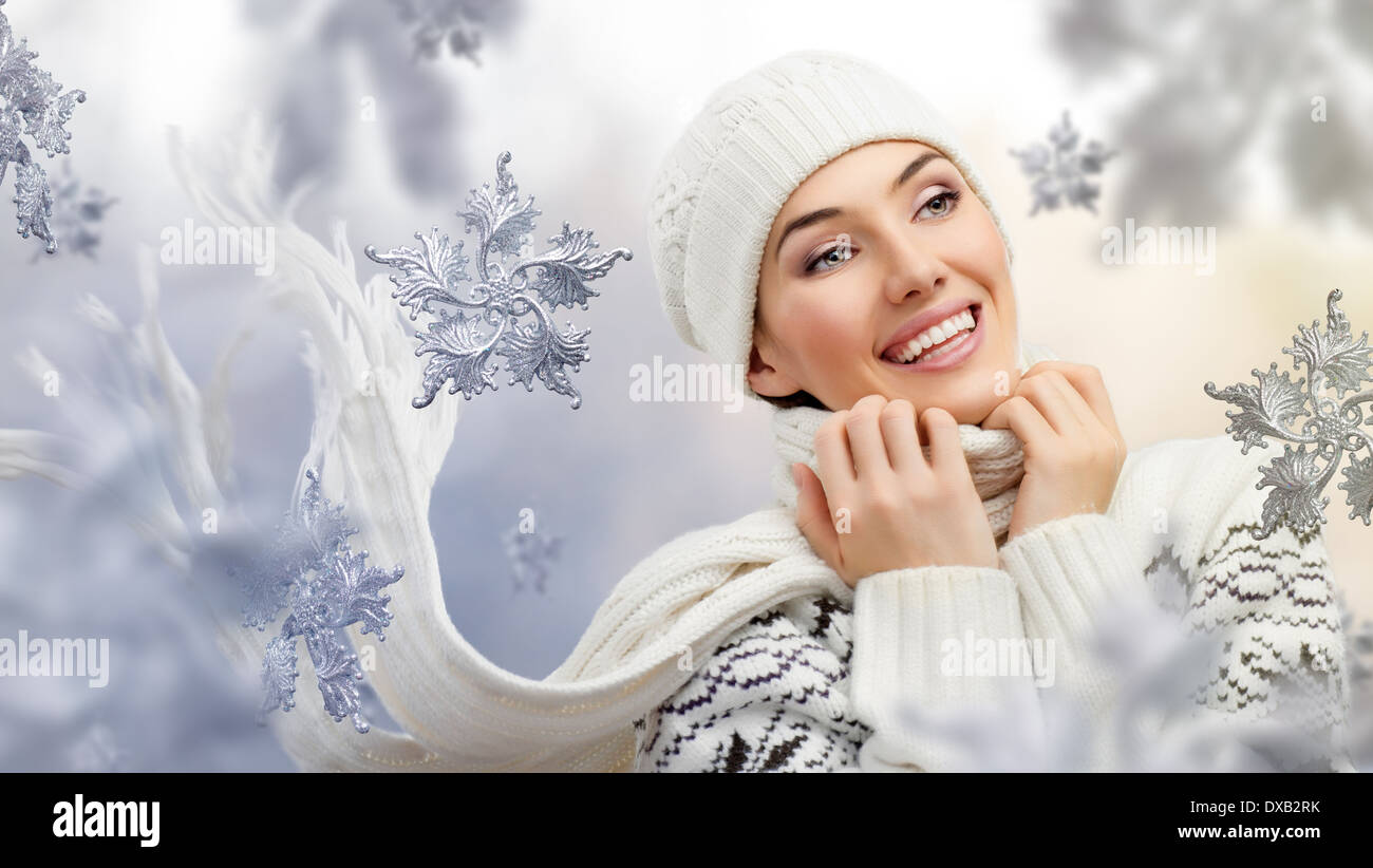 beauty girl on the winter background Stock Photo - Alamy
