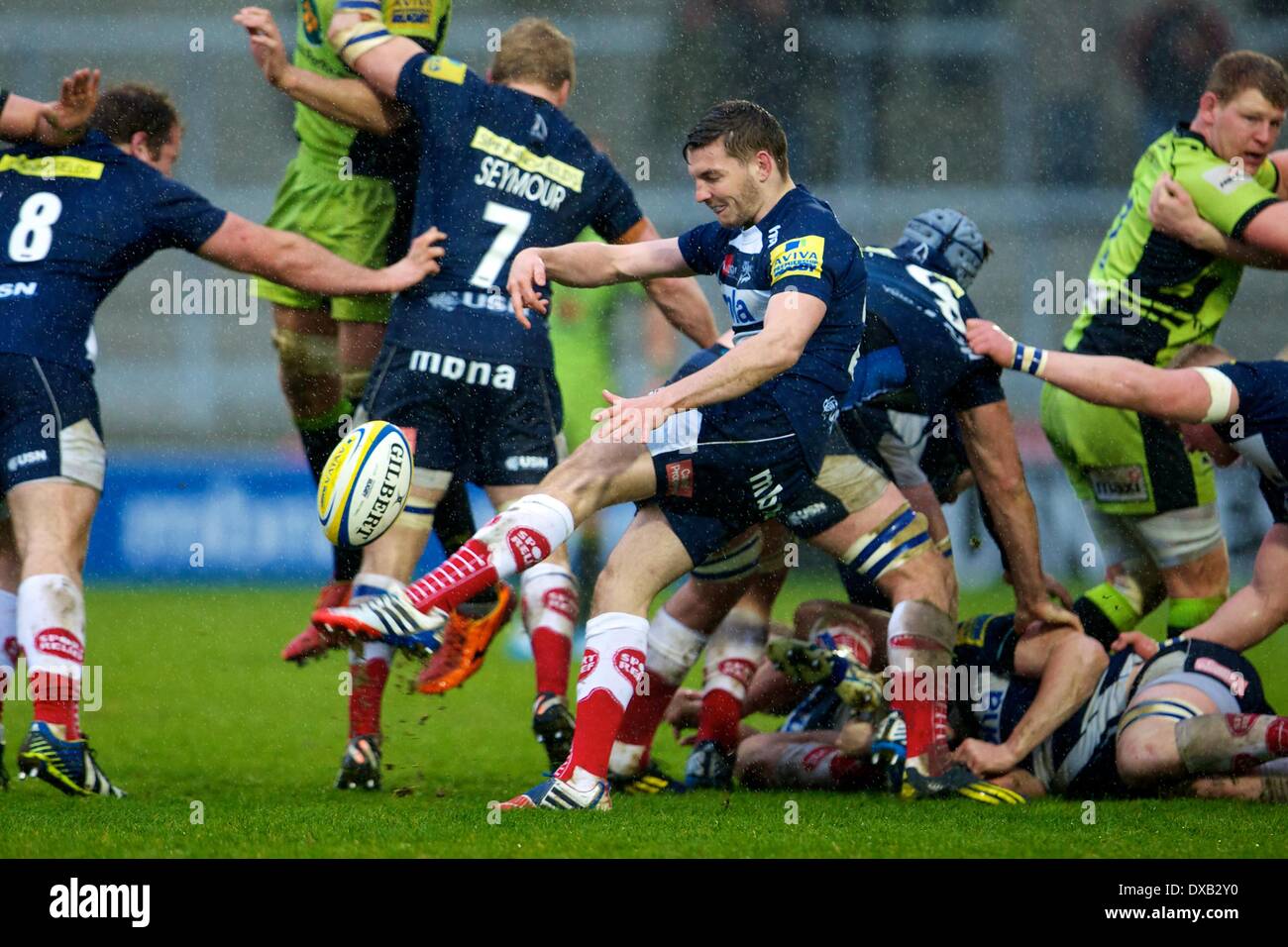 Salford, UK. 22nd Mar, 2014. Sale Sharks scrum-half Will Cliff during ...