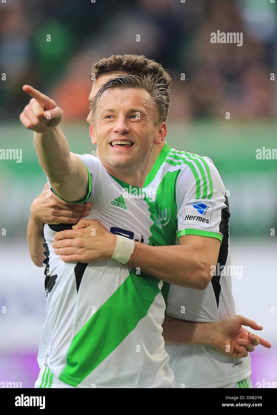 Wolfsburg, Germany. 22nd Mar, 2014. Wolfsburg's Ivica Olic celebrates ...
