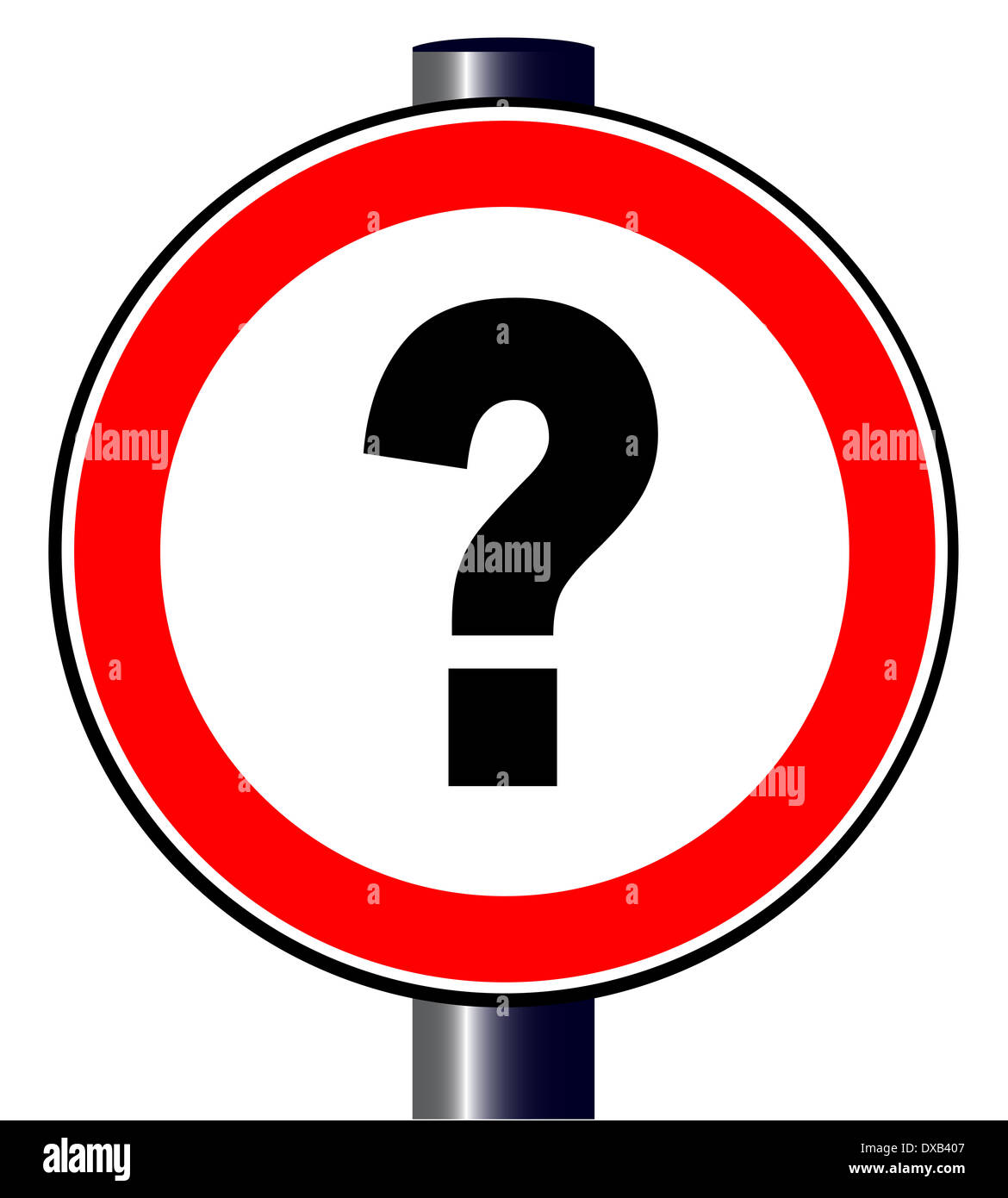 A spoof traffic sign with a large question mark across the center Stock ...