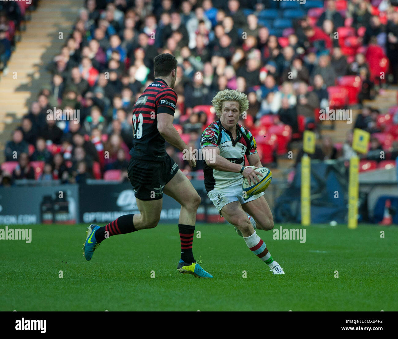 London, UK. 22nd Mar, 2014. Harlequins' Matt Hopper in action during ...