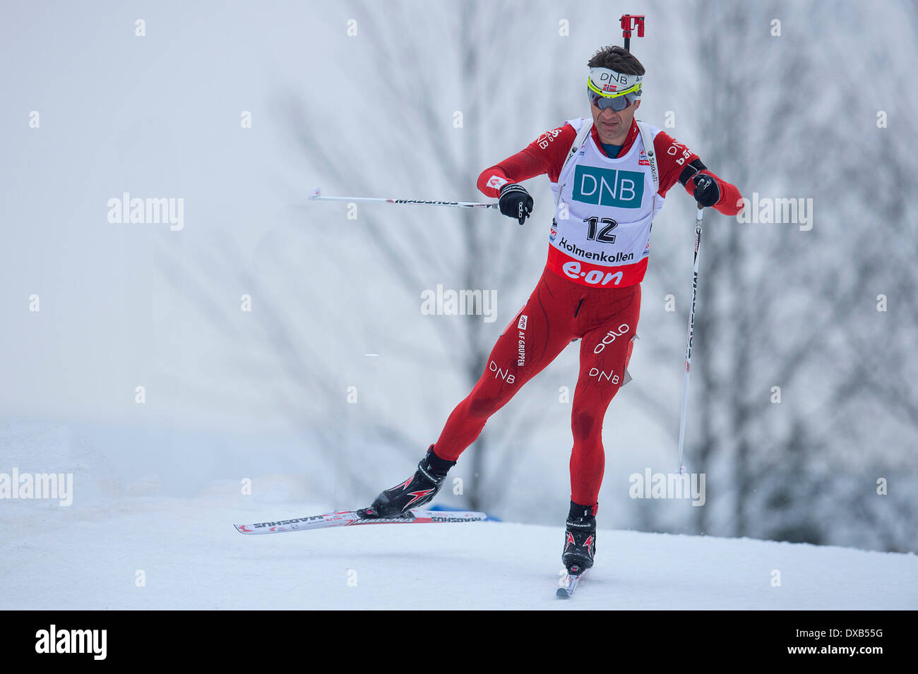 Oslo, Norway. 22nd March 2014. E.ON World Cup Biathlon 2014 Ole Einar ...