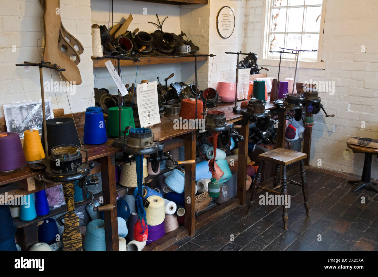 The sock knitting room at the Framework Knitters Museum, Ruddington ...