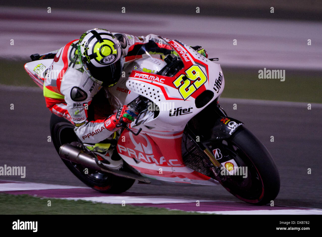 Losail Race Track, Qatar. 22nd March 2014. Andrea Iannone is 11th on ...