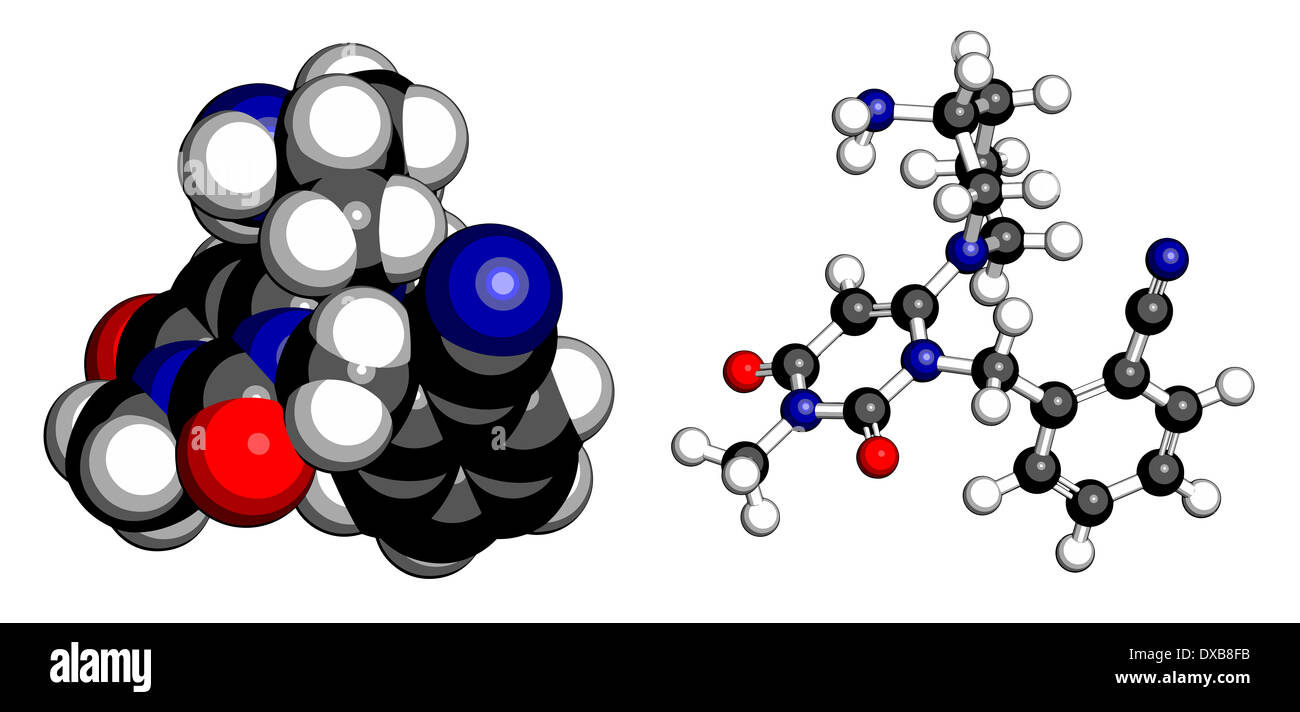 Alogliptin diabetes drug molecule. Belongs to dipeptidyl peptidase 4 ...