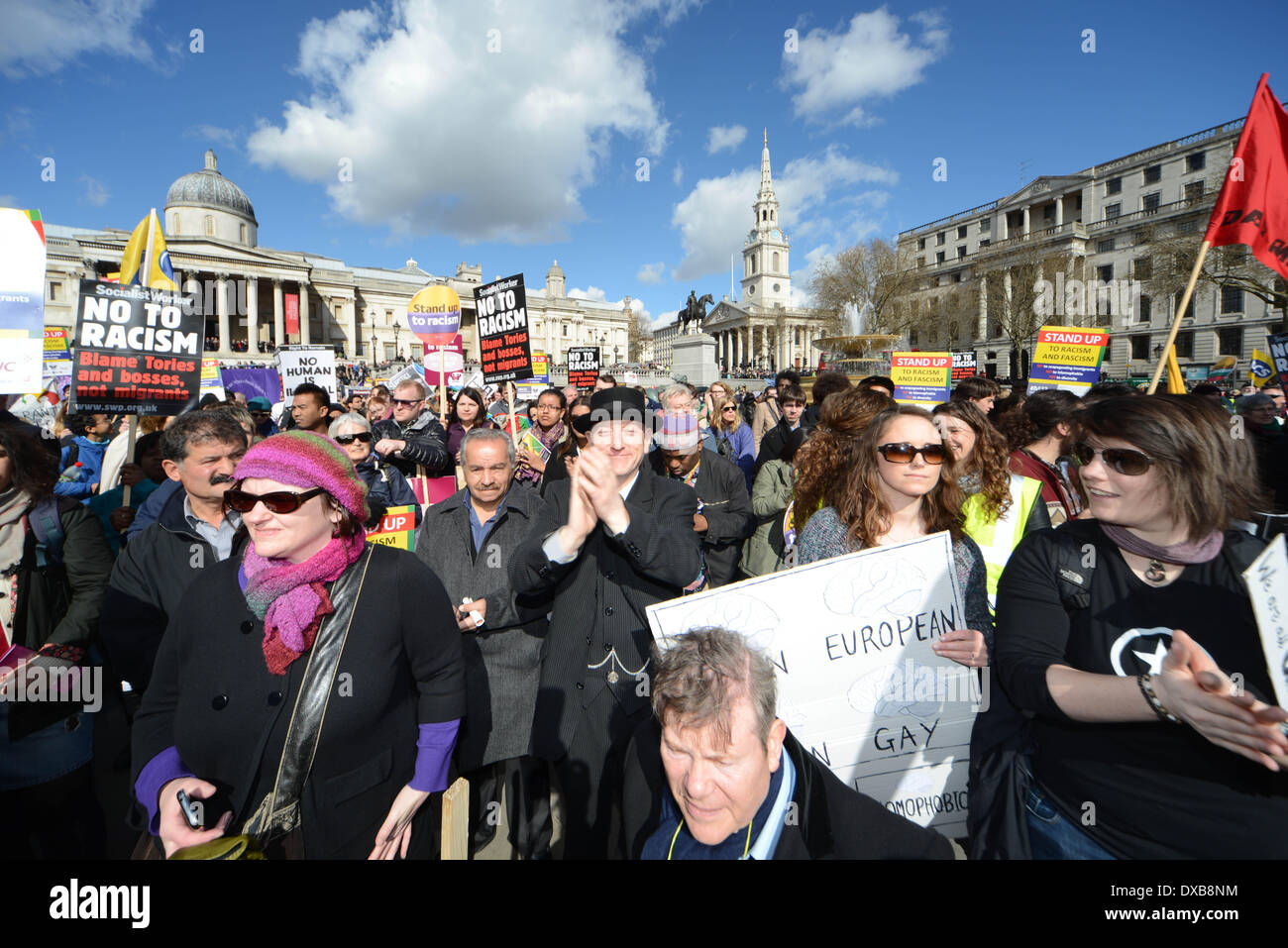 London UK. 22nd March 2014. Thousands of anti-racism and anti-fascism ...