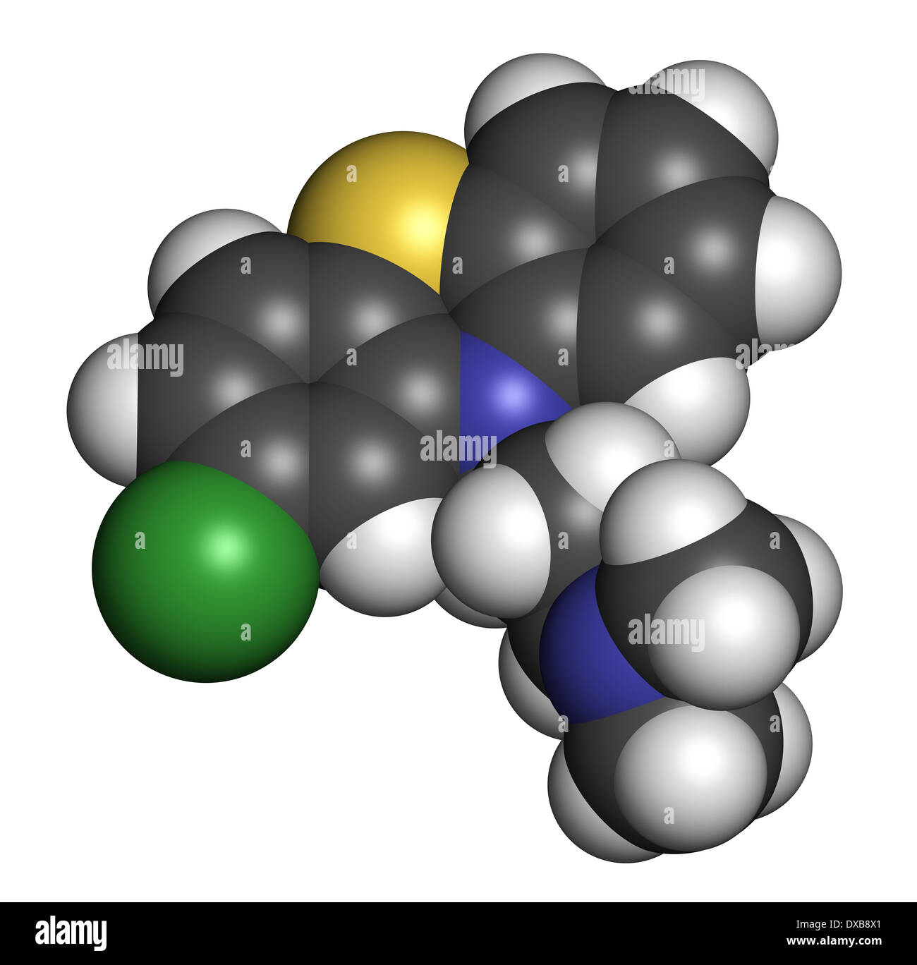 Chlorpromazine (CPZ) antipsychotic drug molecule. Used to treat ...