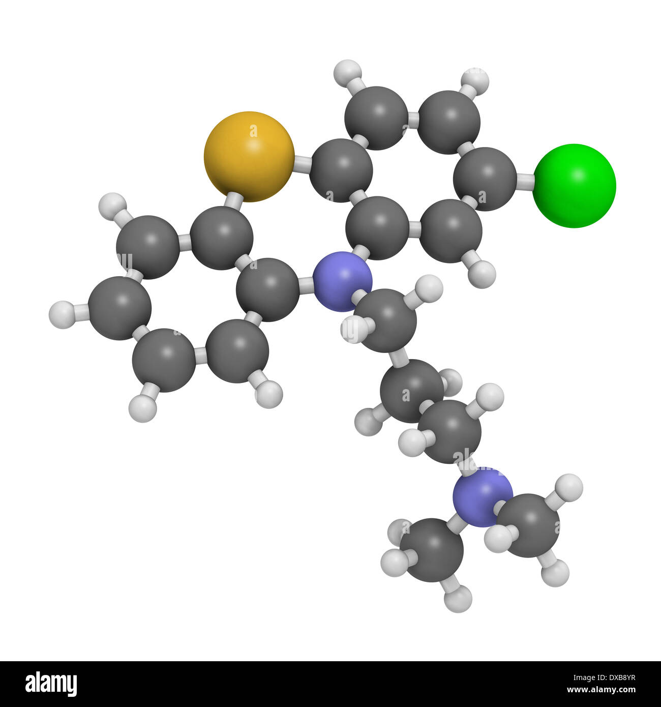 Chlorpromazine (CPZ) antipsychotic drug molecule. Used to treat ...