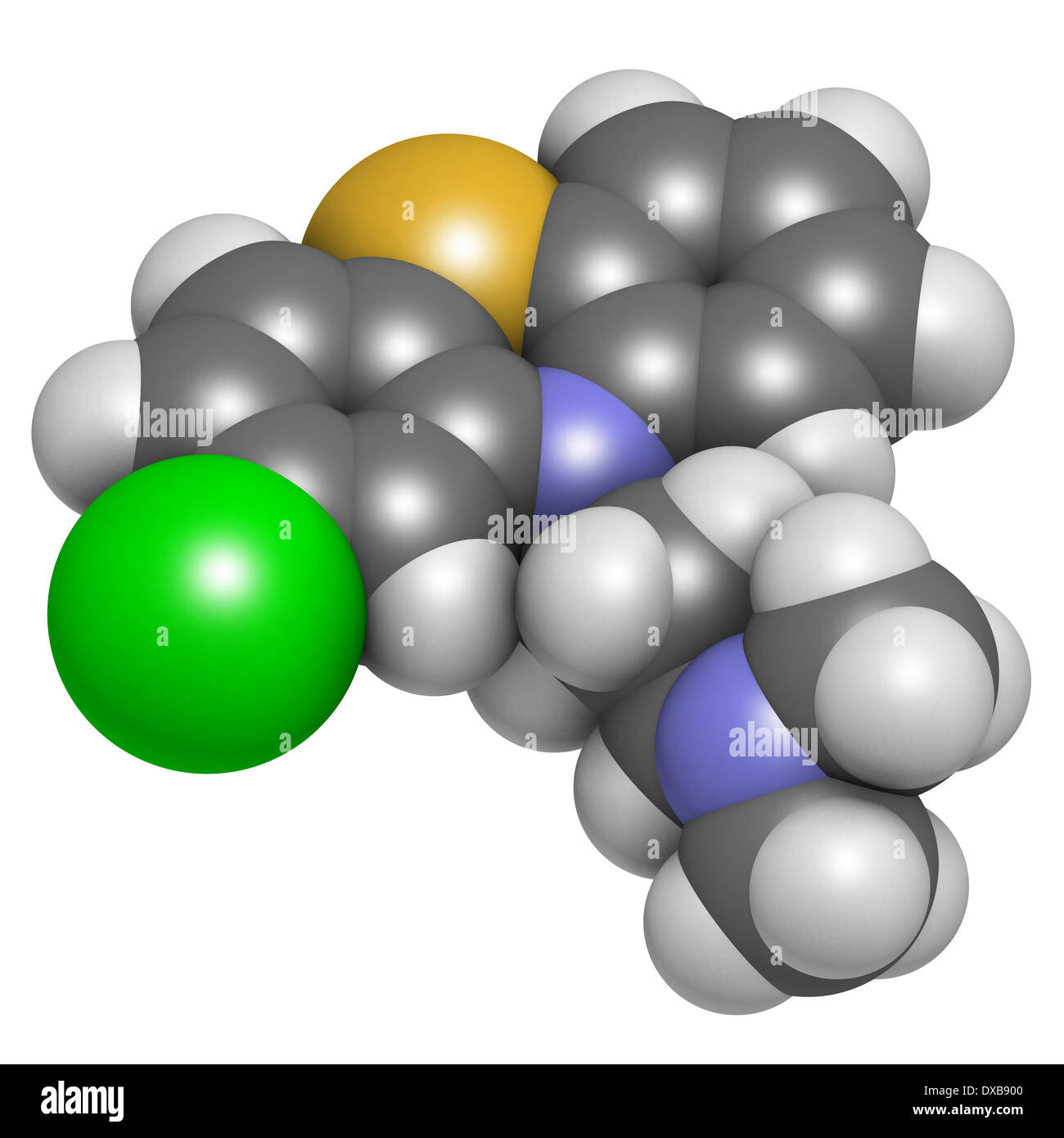 Chlorpromazine (CPZ) antipsychotic drug molecule. Used to treat ...