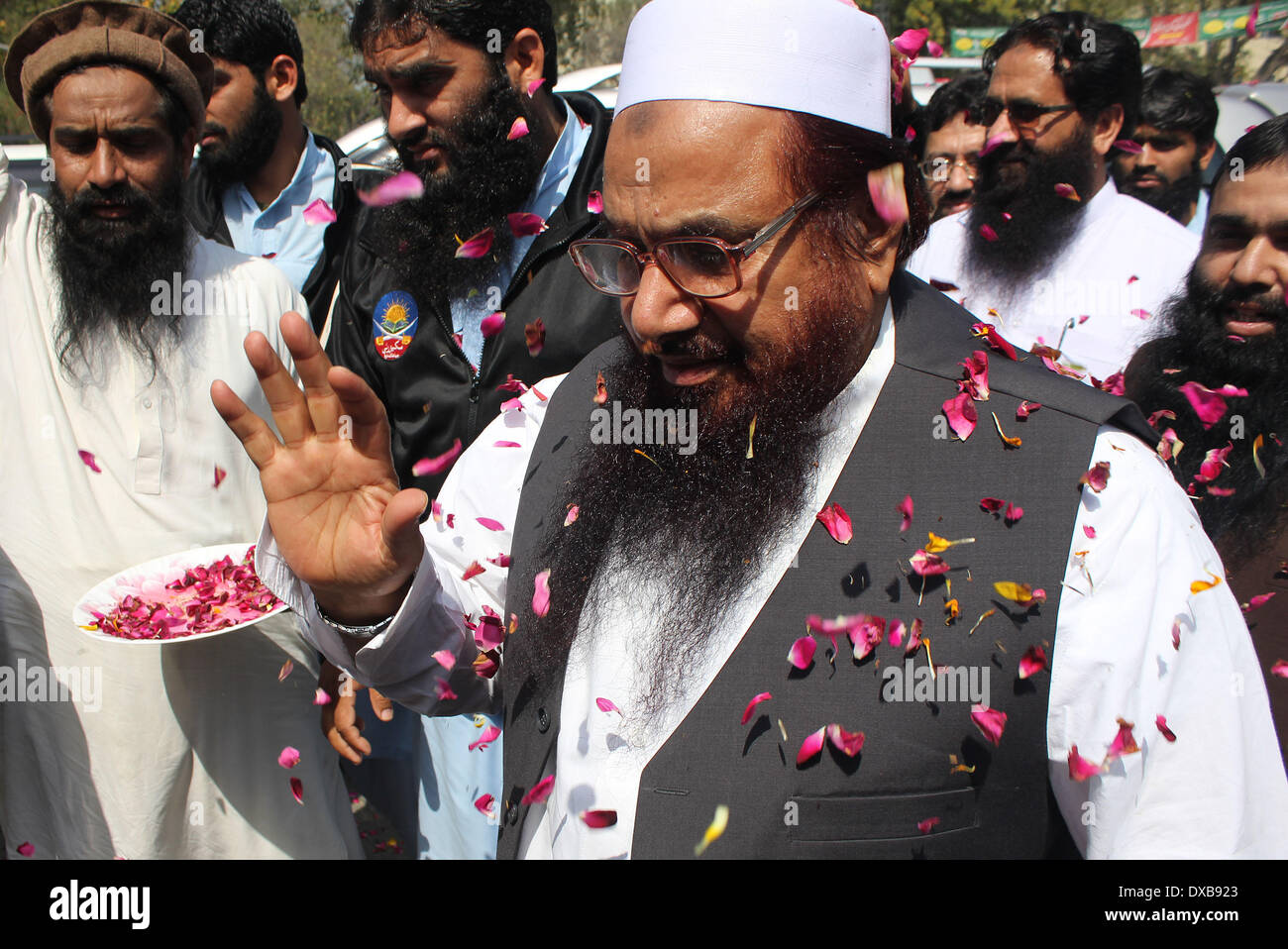 Lahore, Pakistan. 22nd March, 2014. Hafiz Saeed, head of the Pakistani ...