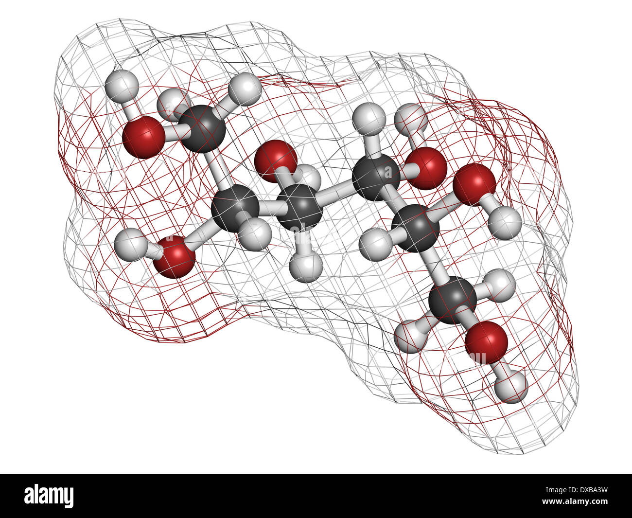 Mannitol (mannite, manna sugar) molecule. Used as sweetener, drug, etc ...