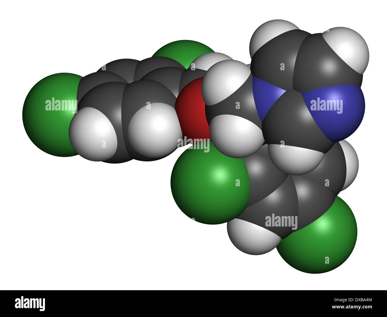 Miconazole antifungal drug molecule. Imidazole class antimycotic, used ...