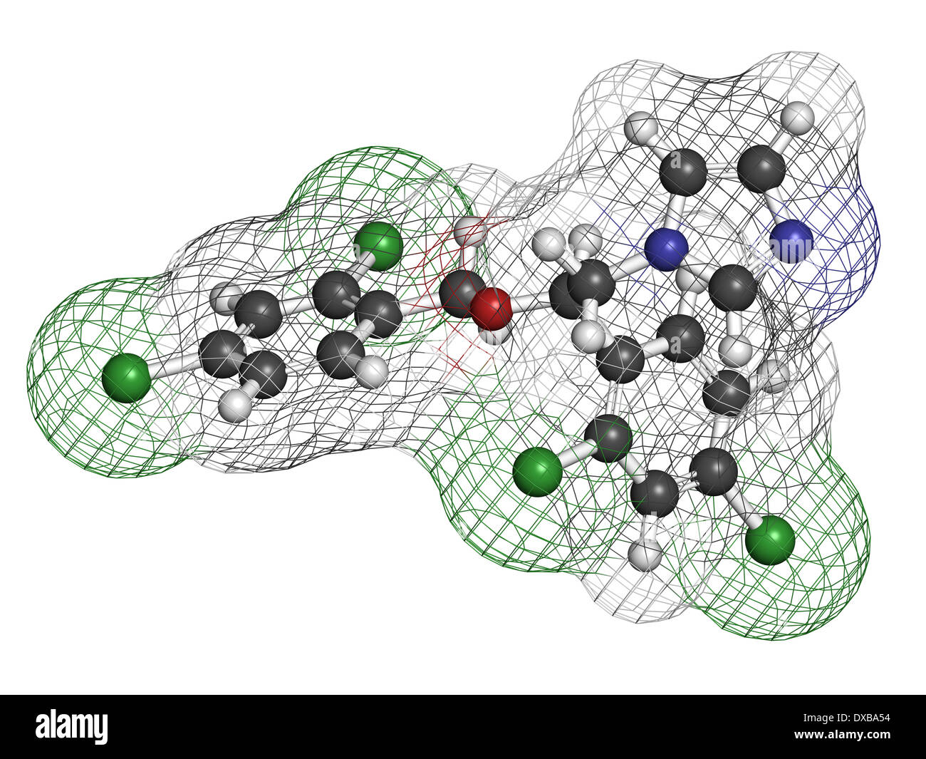 Miconazole antifungal drug molecule. Imidazole class antimycotic, used ...