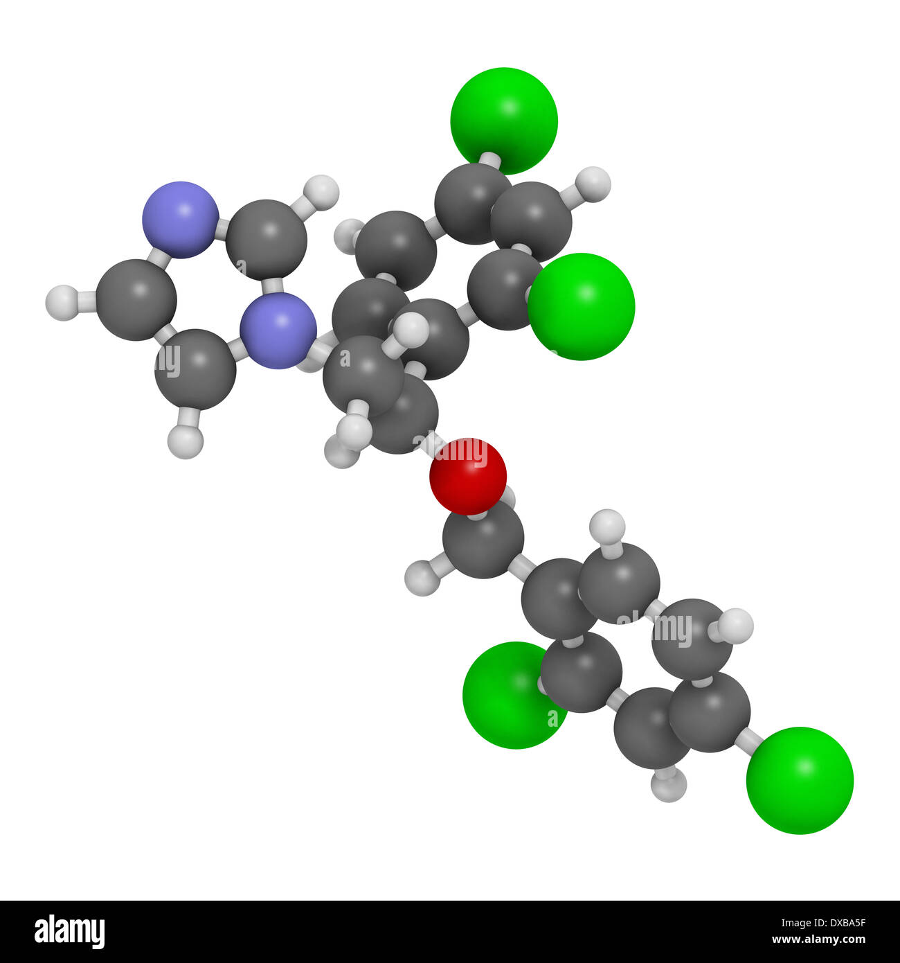 Miconazole antifungal drug molecule. Imidazole class antimycotic, used ...