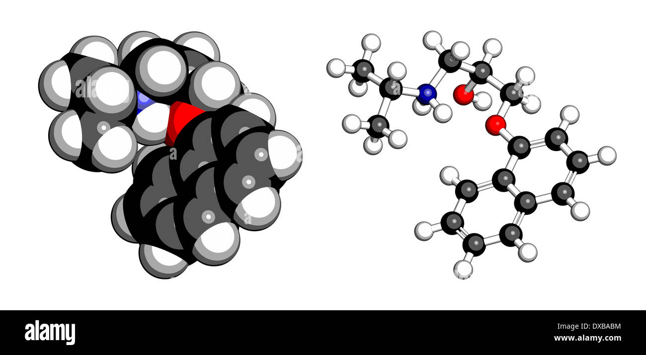 Propranolol high blood pressure drug molecule. Used to treat ...