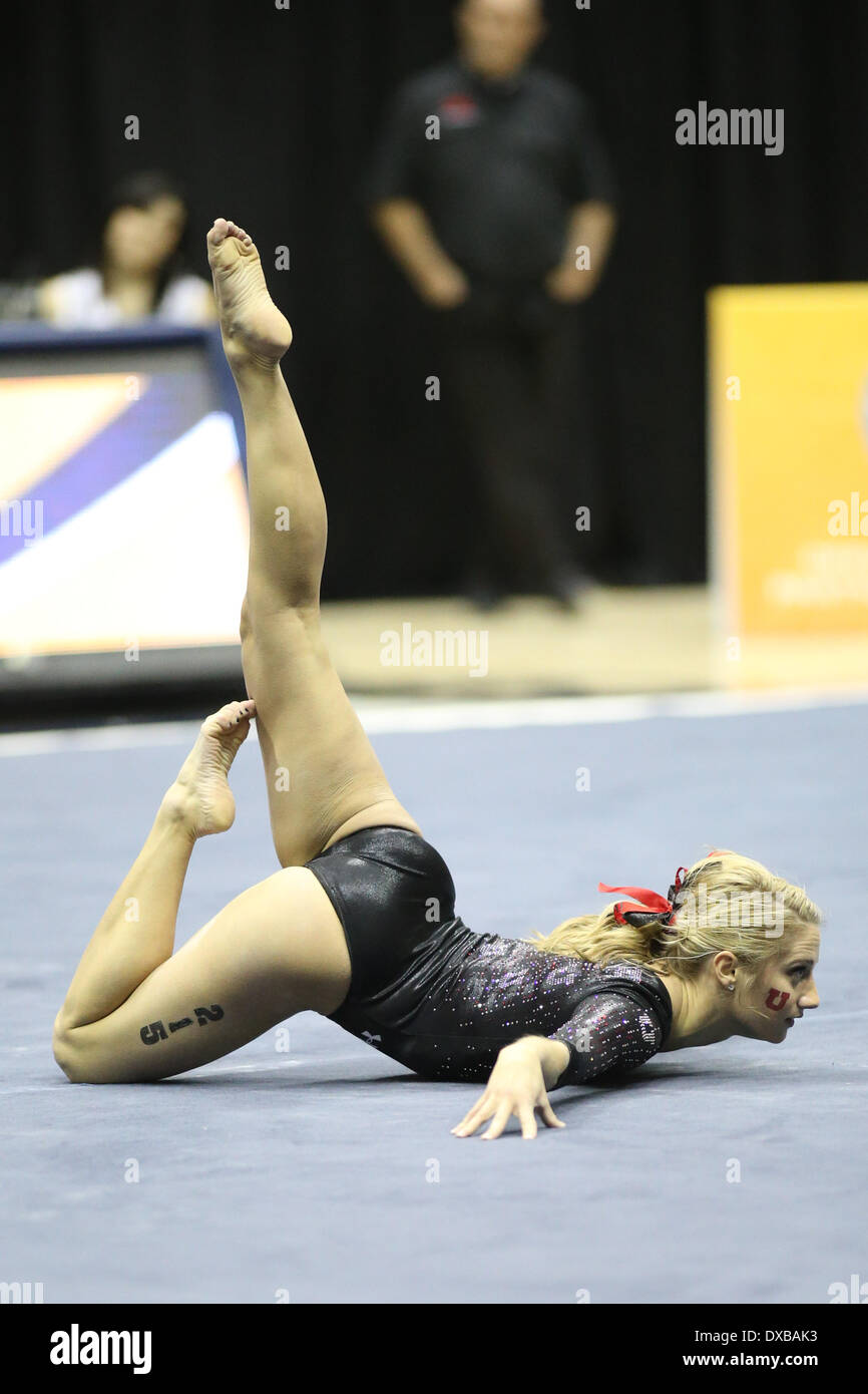 March 22, 2014 - March 22, 2014: A Utah Utes gymnast performs on floor ...