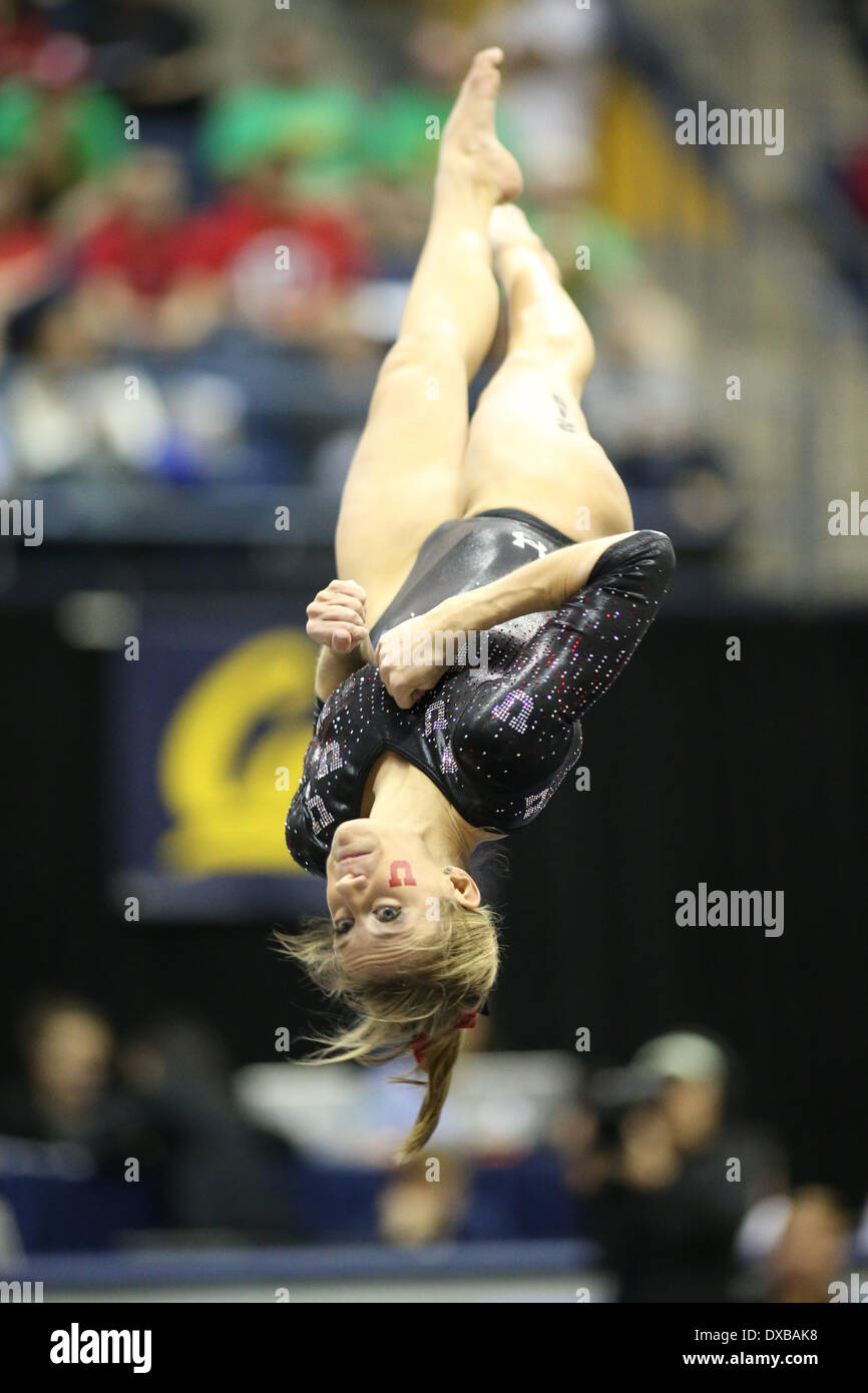 March 22, 2014 - March 22, 2014: A Utah Utes gymnast performs on floor ...