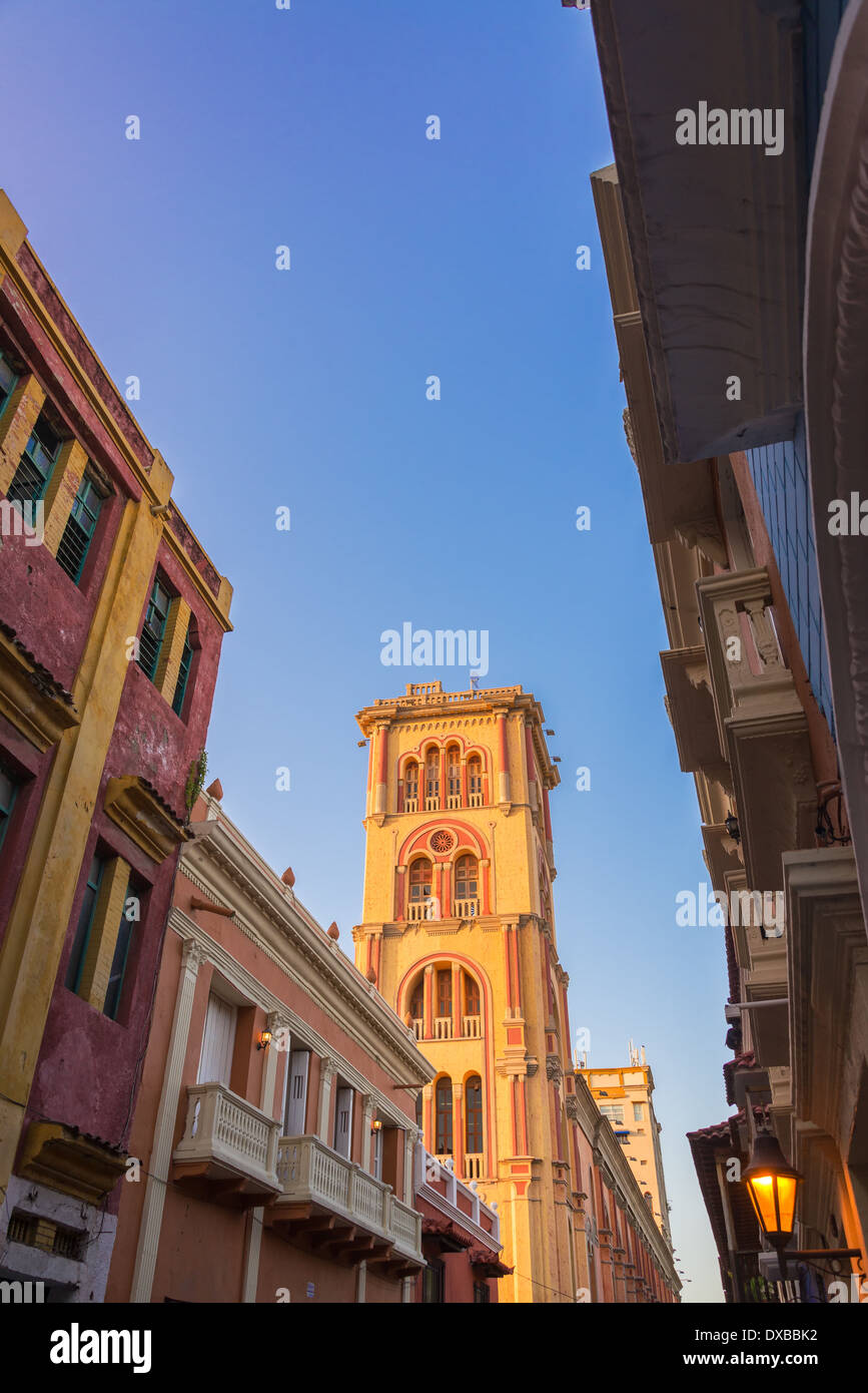 Cartagena Public University tower bathed in golden late afternoon light ...