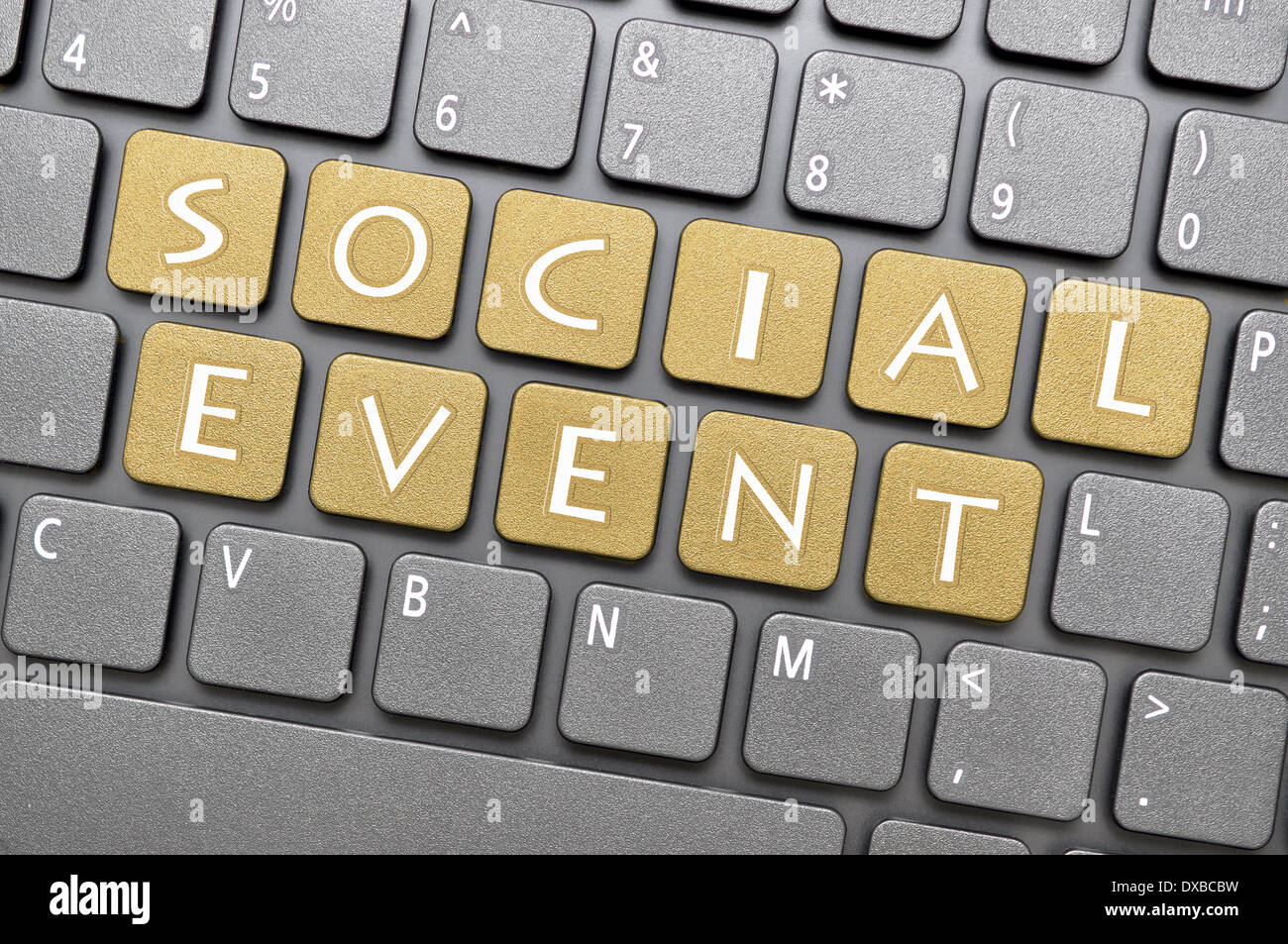 Social event key on keyboard Stock Photo - Alamy