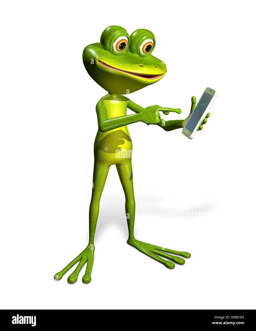 abstract illustration of the green frog with a smartphone Stock Photo ...