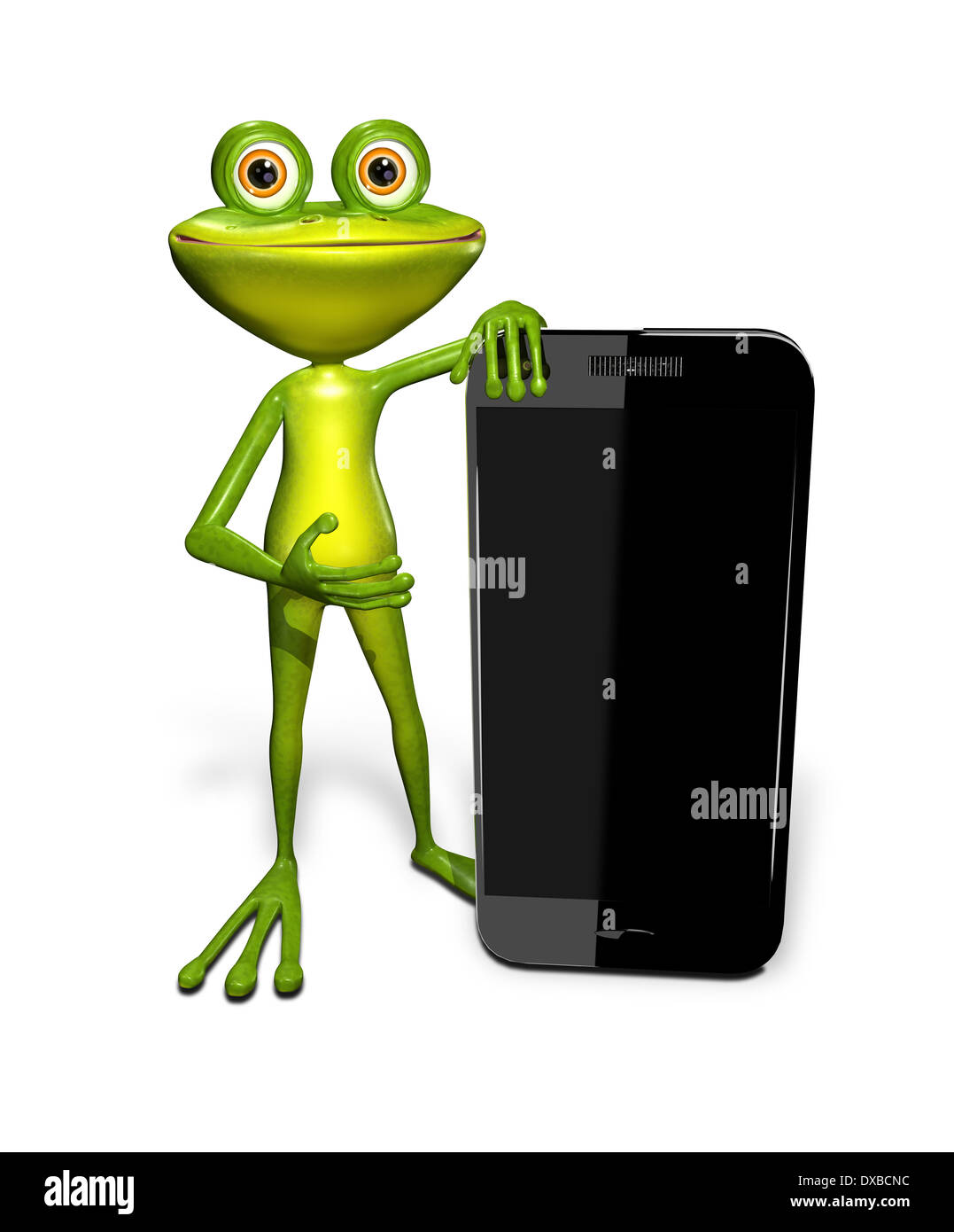 abstract illustration of the green frog with a smartphone Stock Photo ...