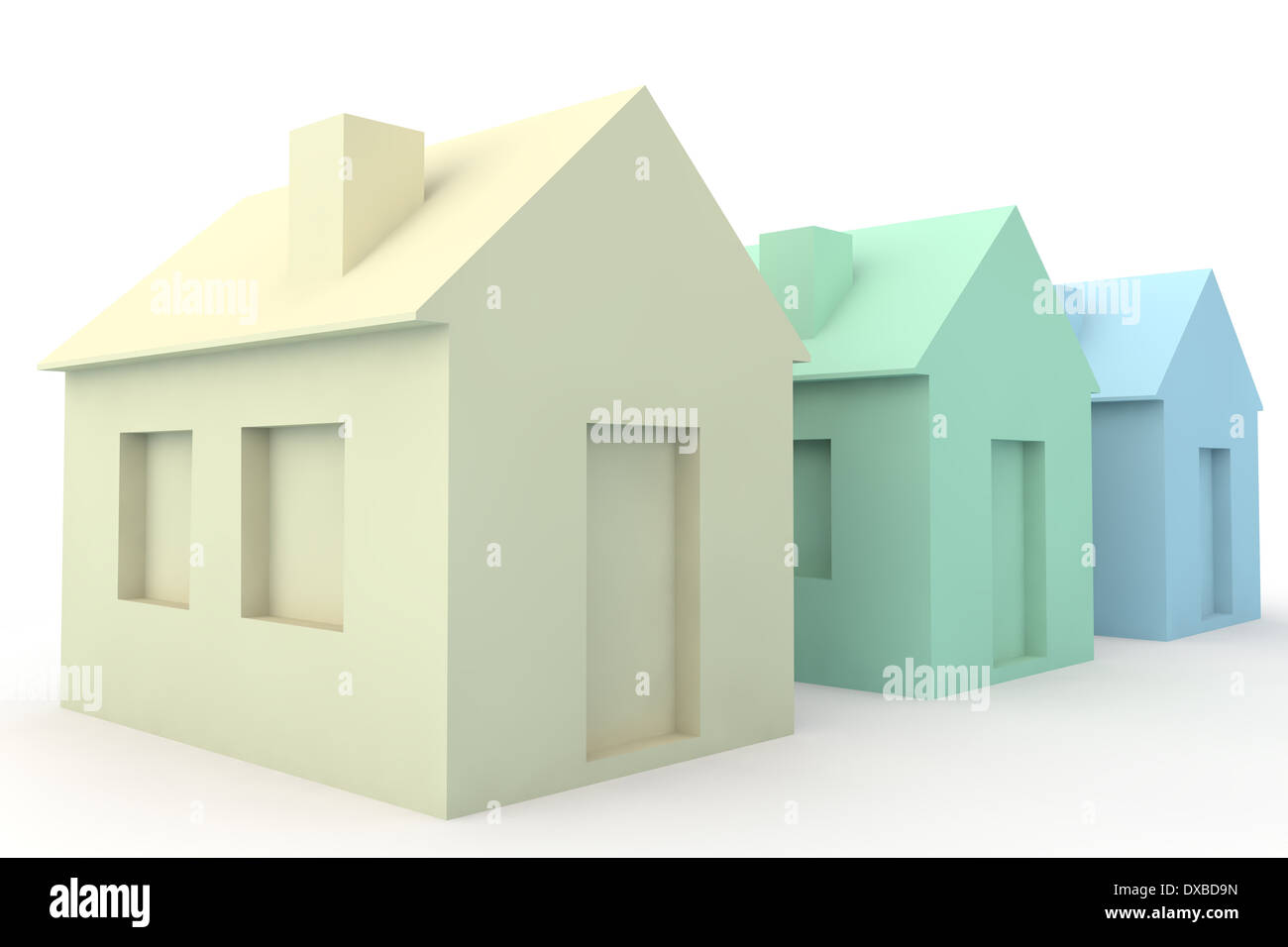 Three Simple 3D Houses on white Stock Photo - Alamy