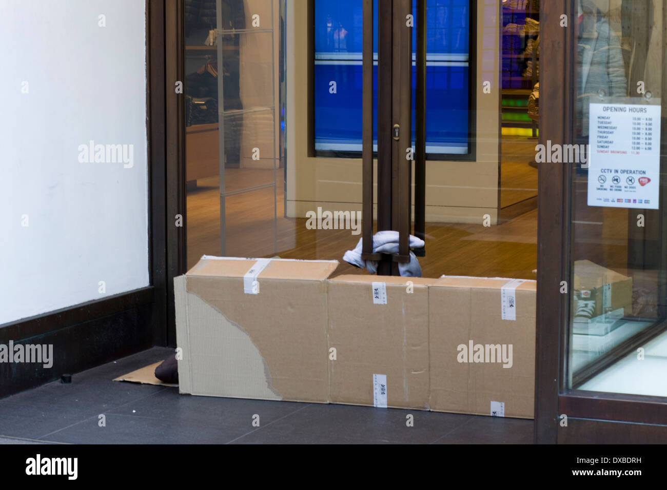 Homeless Sleeping in a Cardboard Box in a shop doorway in London ...