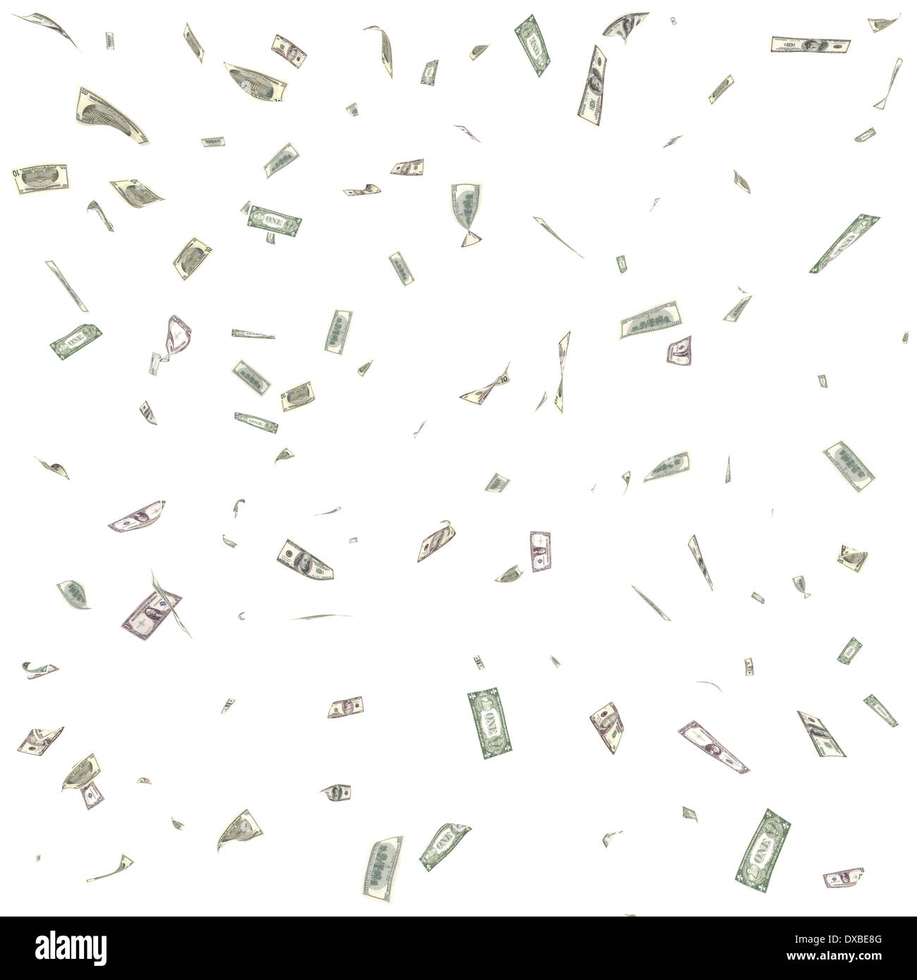 Falling money $100 bills Cut Out Stock Images & Pictures - Alamy