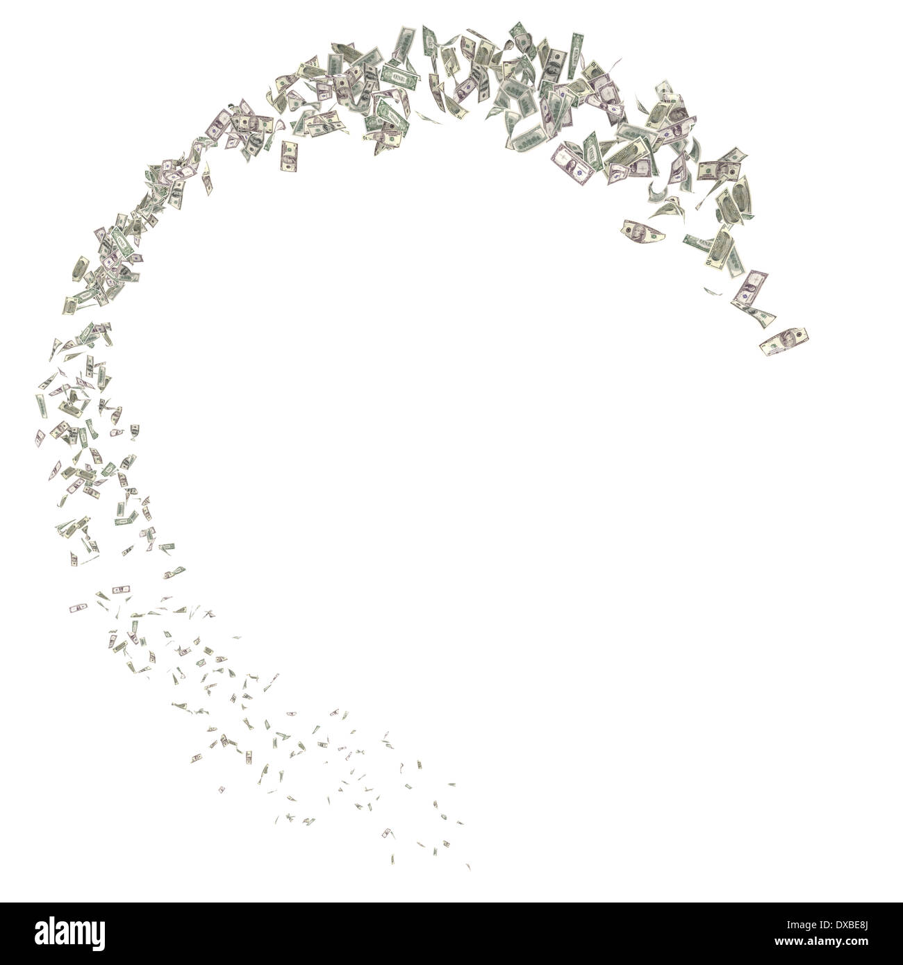 Dollars in flight on the isolated background Stock Photo - Alamy