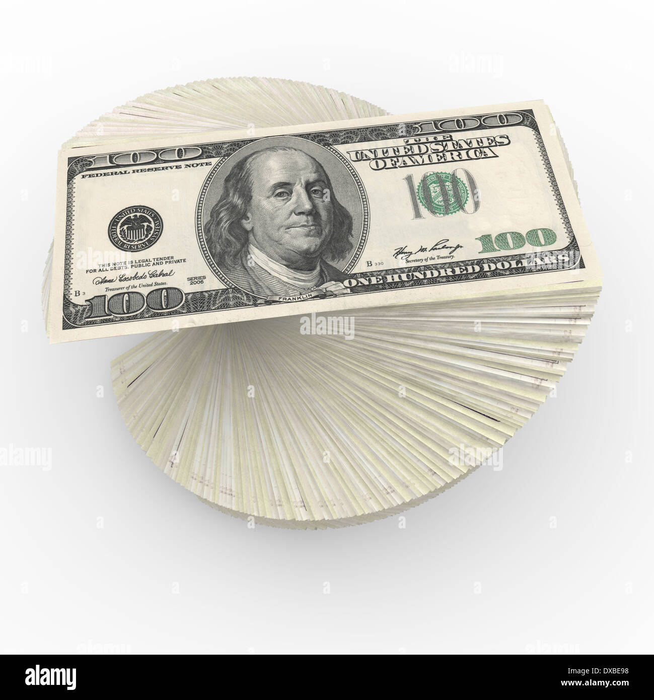 Pack of dollars on the isolated background Stock Photo - Alamy